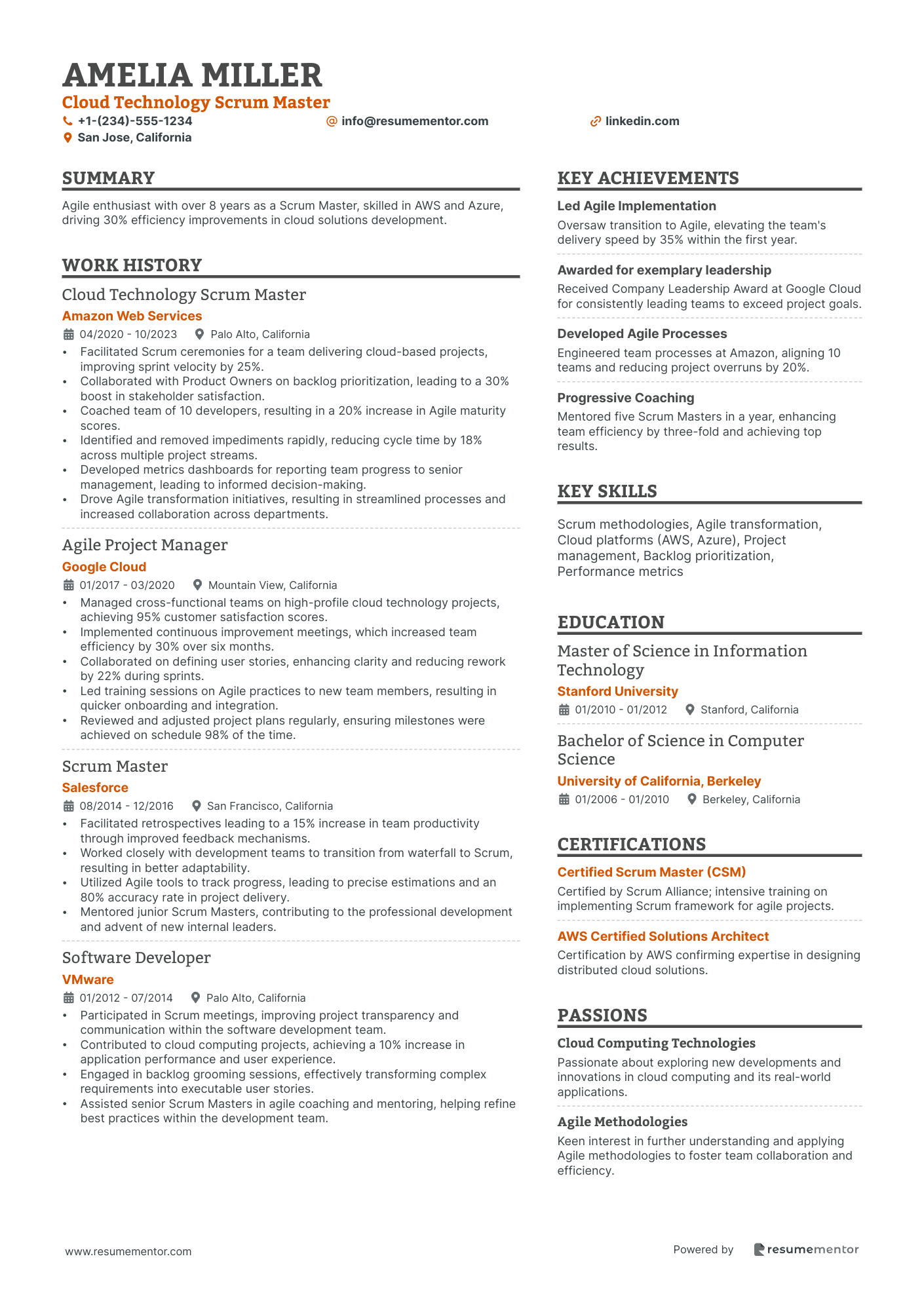 Scrum Master Resume Examples - Free to Edit ATS-Friendly PDF - 2025