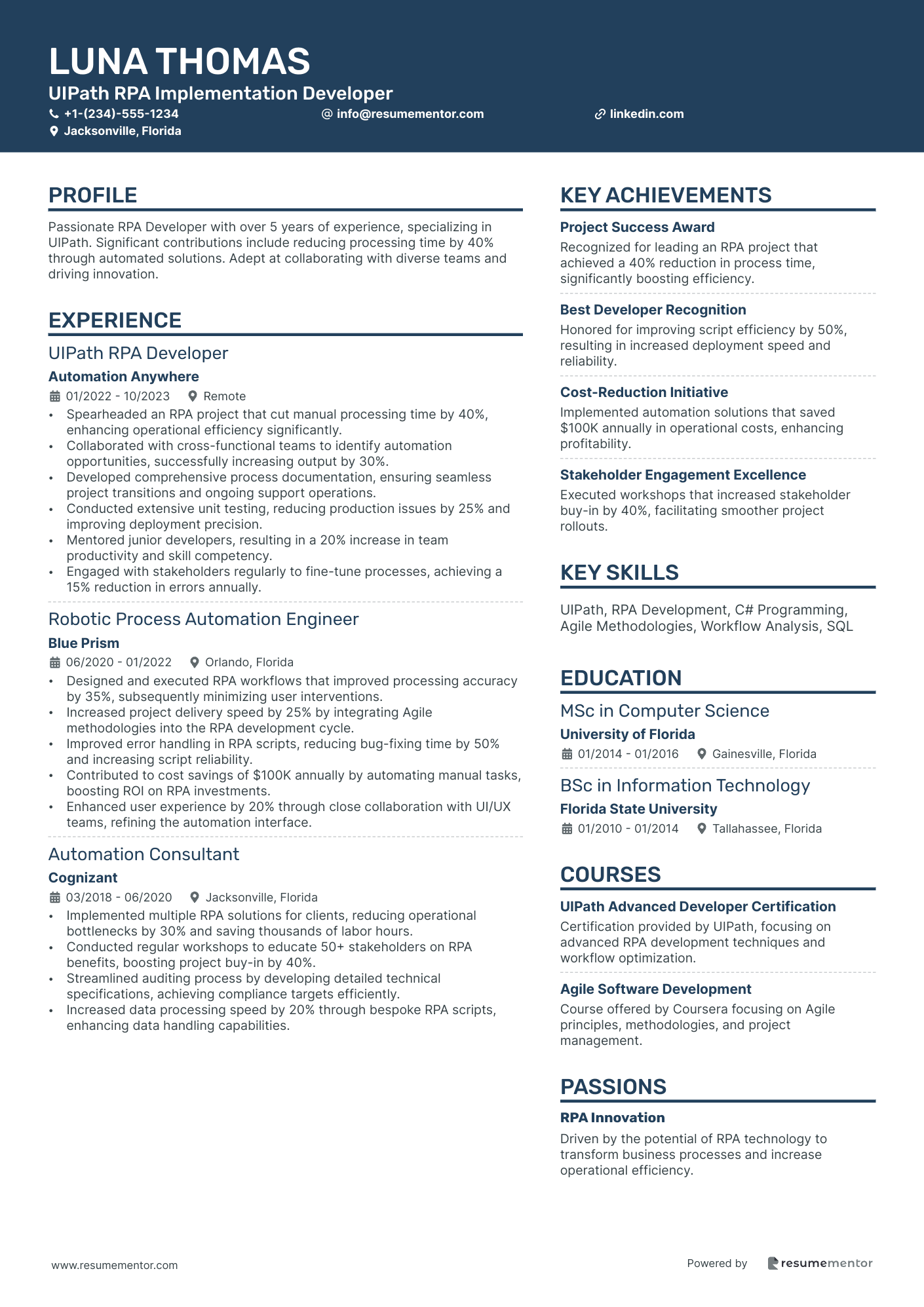 RPA Developer Resume Examples To Get You Hired in 2025