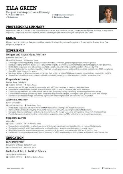 Commercial Attorney Resume Example - Free to Edit ATS-Friendly PDF - 2025