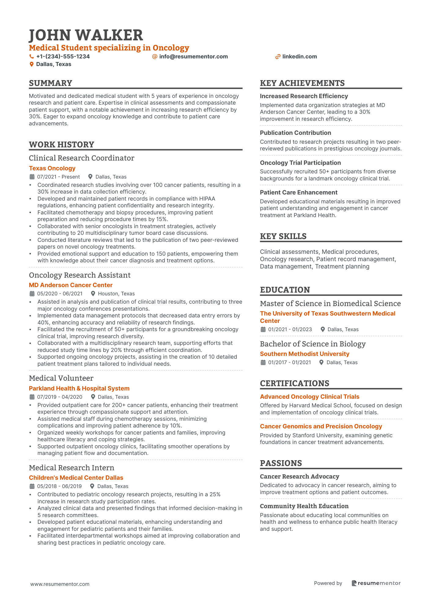 Medical Student Resume Example - Free to Edit ATS-Friendly PDF - 2025