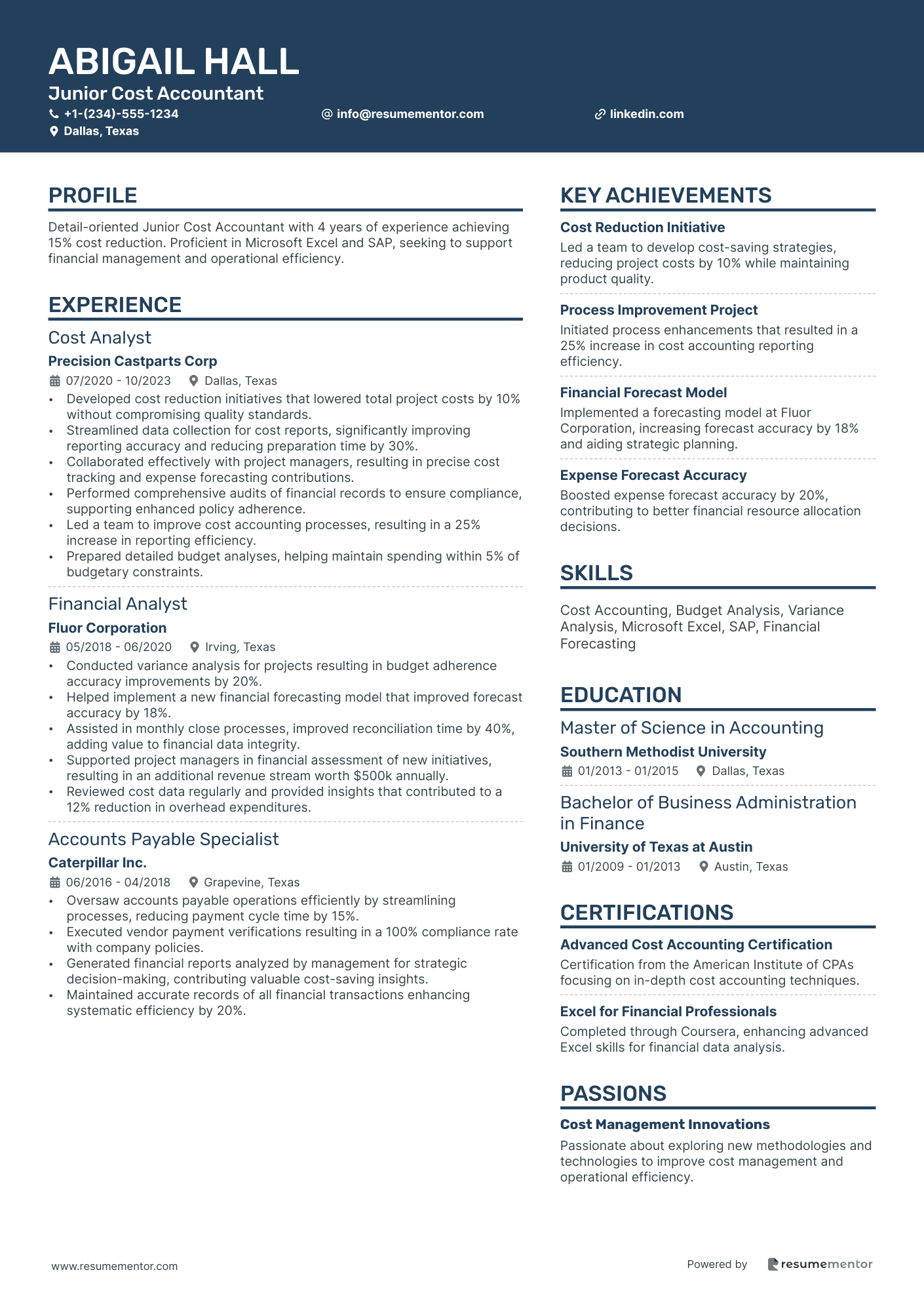 Junior Accountant Resume Example - Free to Edit ATS-Friendly PDF - 2025
