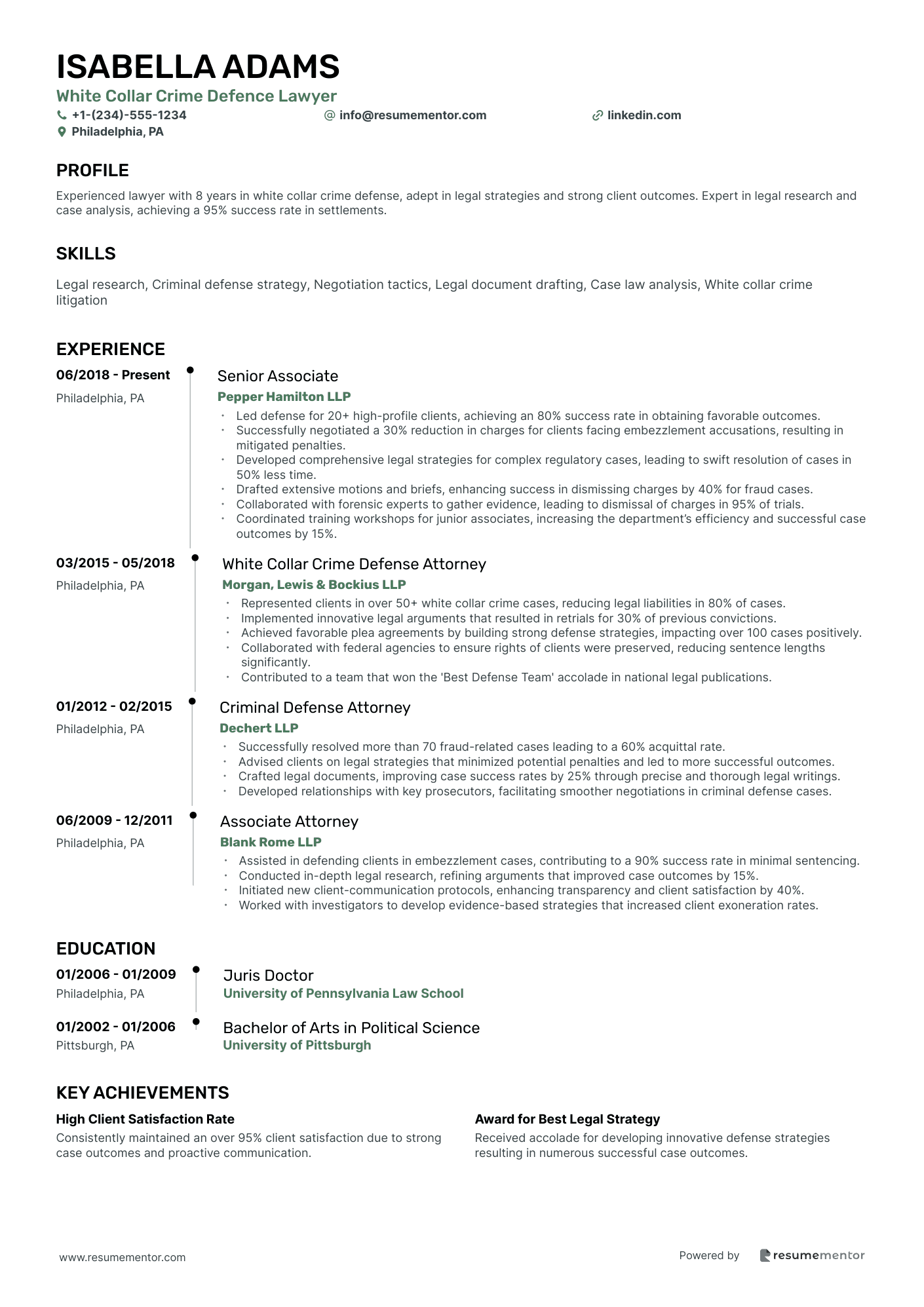 Defence Lawyer Resume Example - Free to Edit ATS-Friendly PDF - 2025