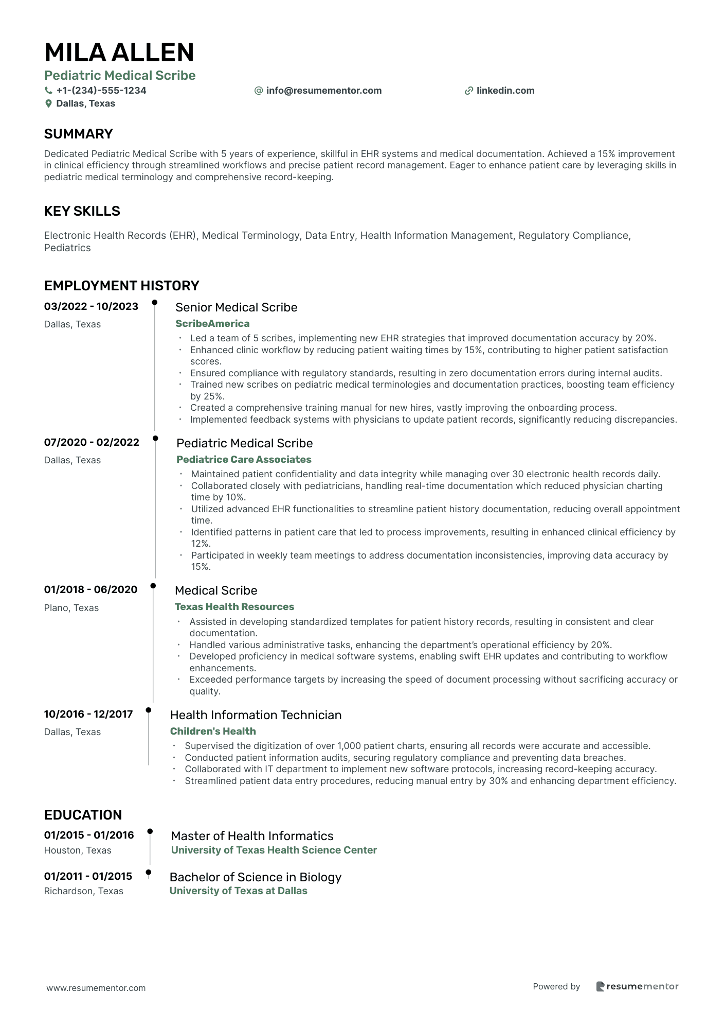 Medical Scribe Resume Examples - Free to Edit ATS-Friendly PDF - 2025