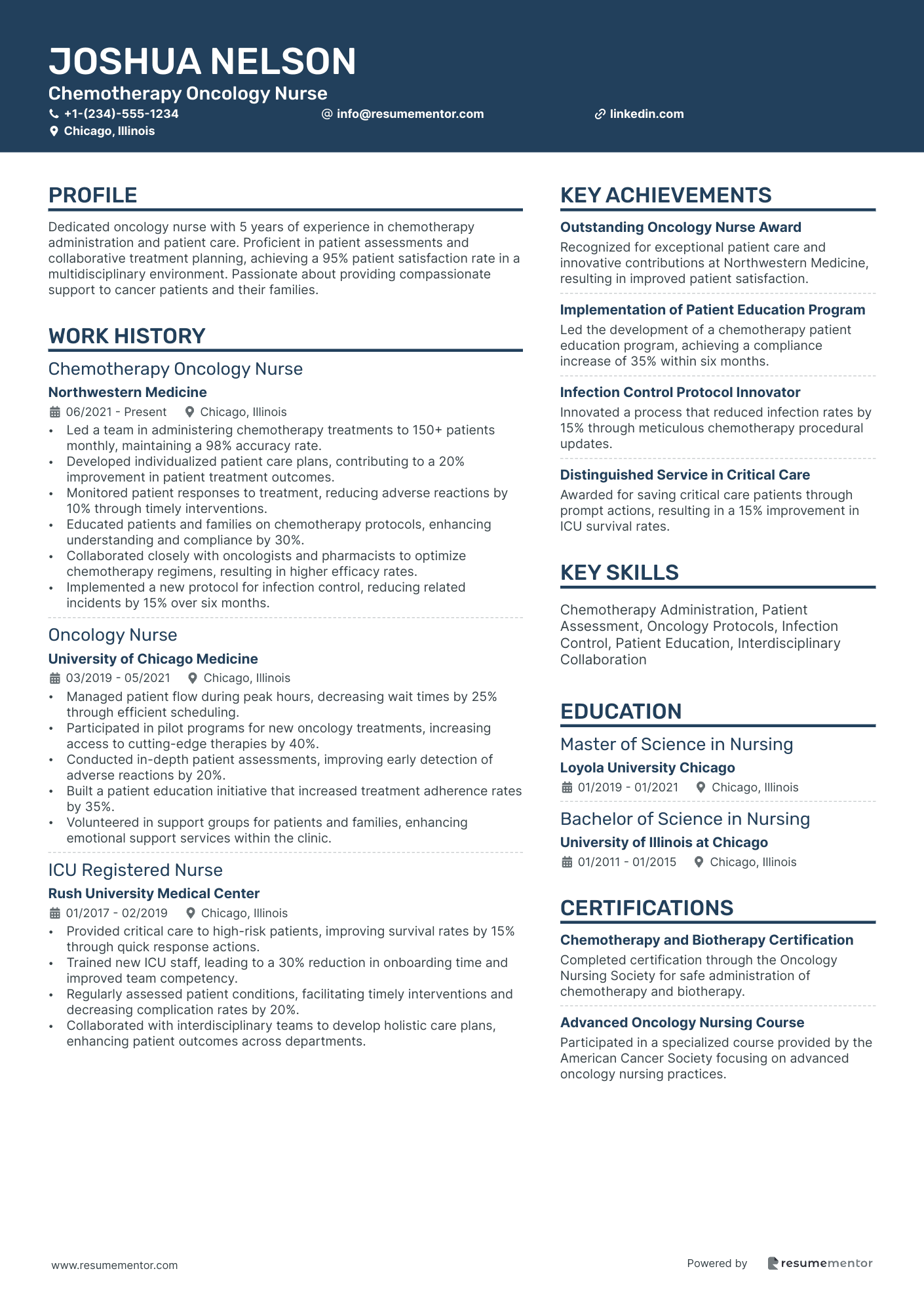 Oncology Nurse Resume Example - Free to Edit ATS-Friendly PDF - 2025