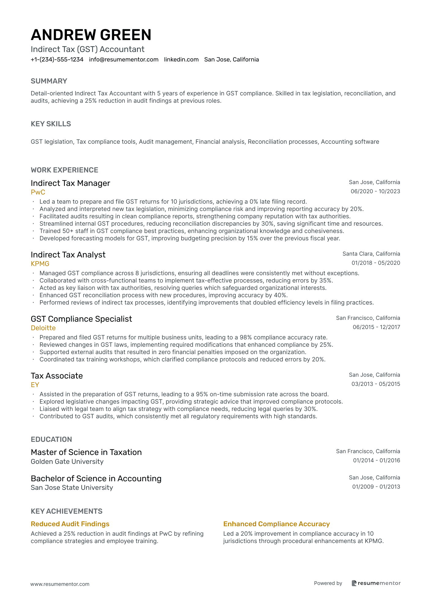 GST Accountant Resume Examples To Get You Hired in 2025