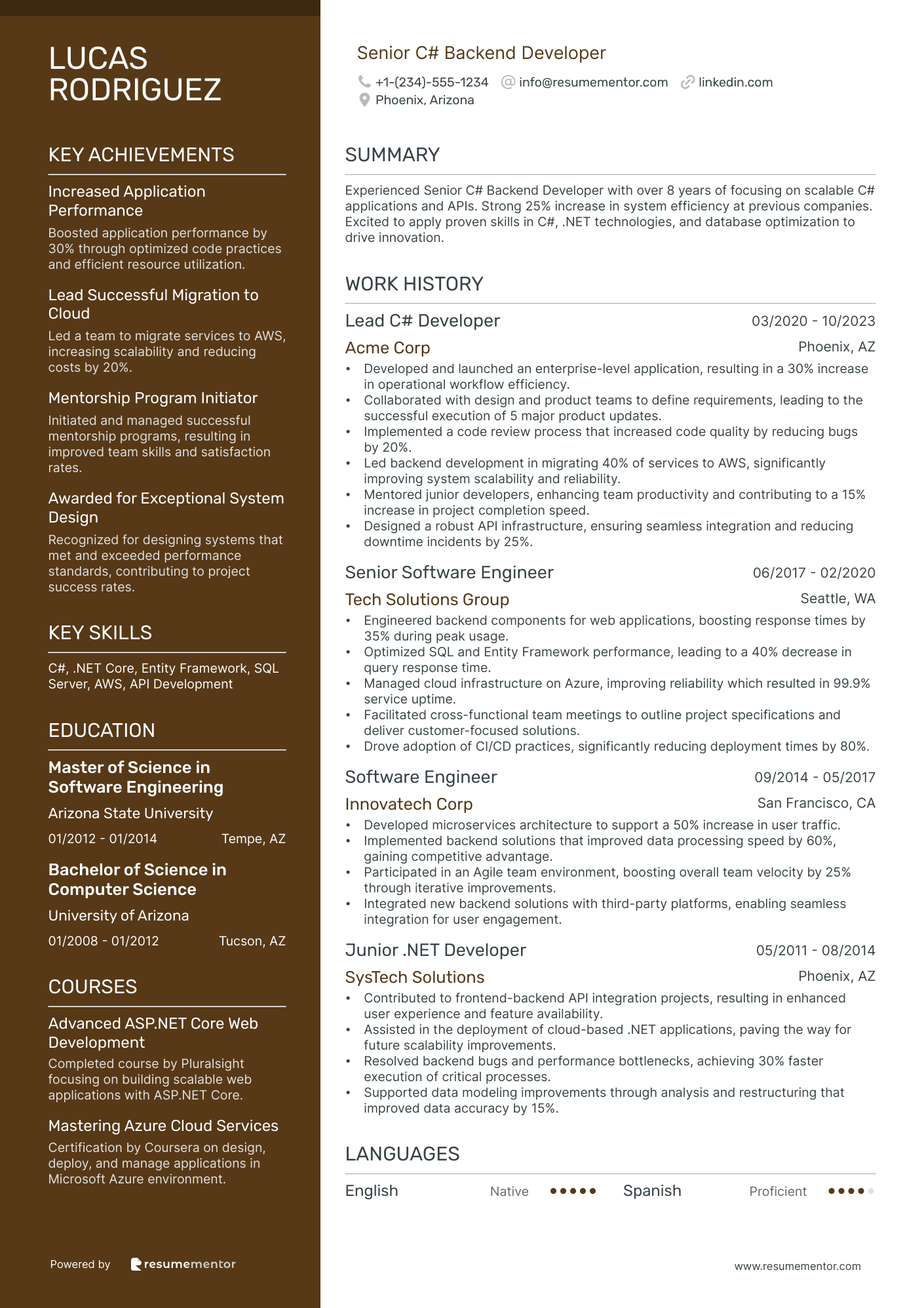 C# Developer Resume Example - Free to Edit ATS-Friendly PDF - 2025