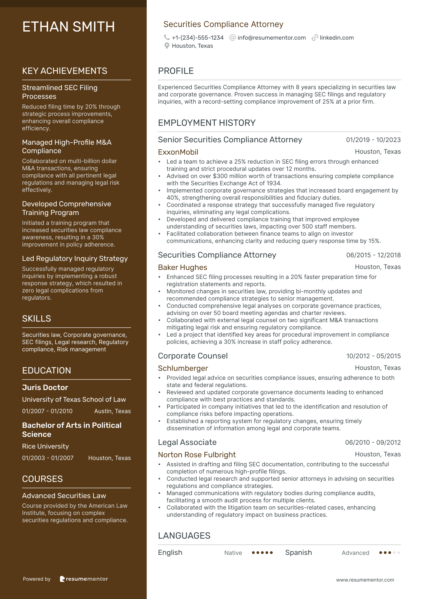 Securities Attorney Resume Example - Free to Edit ATS-Friendly PDF - 2025