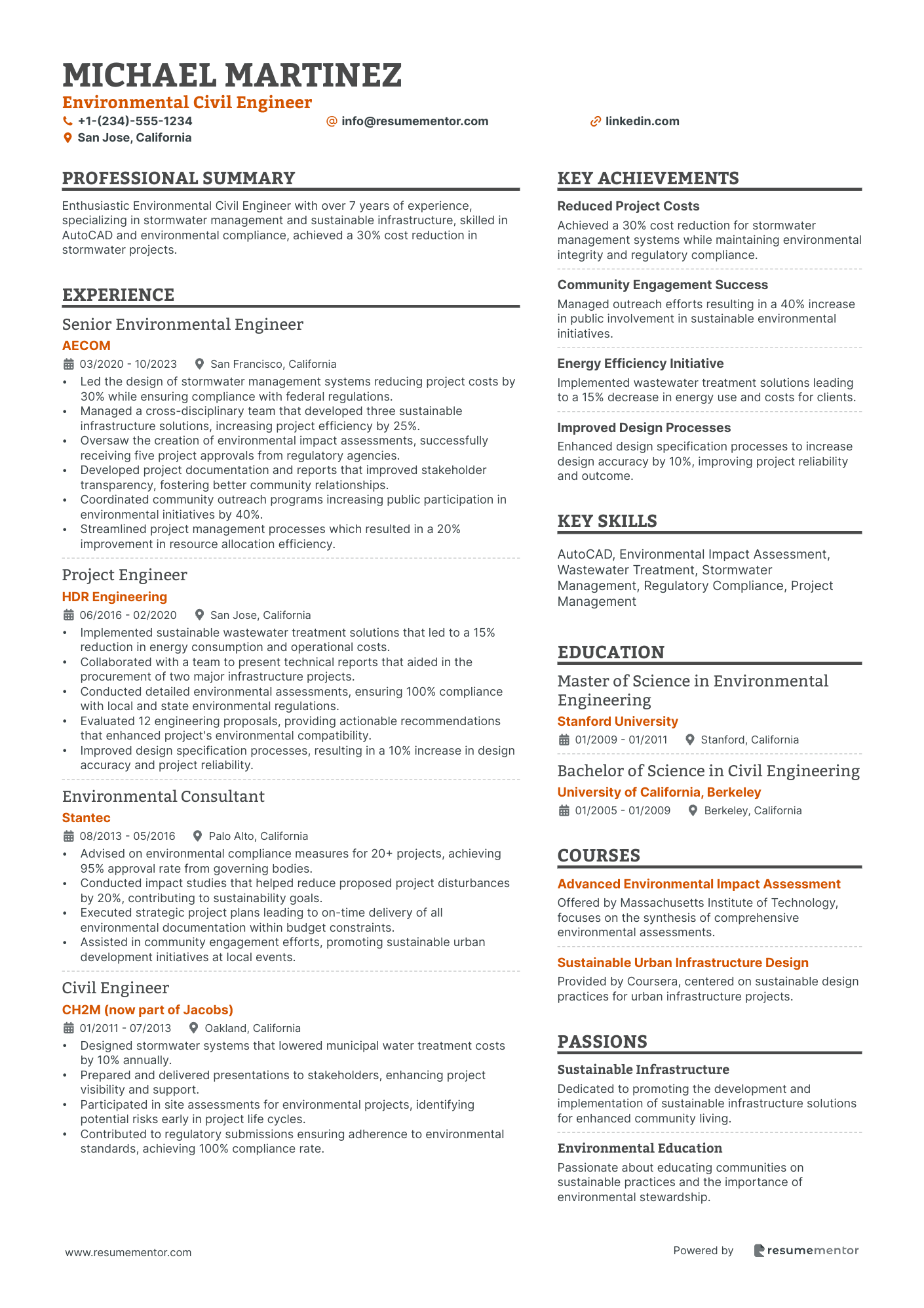 Civil Engineering Resume Examples - Free to Edit ATS-Friendly PDF - 2025