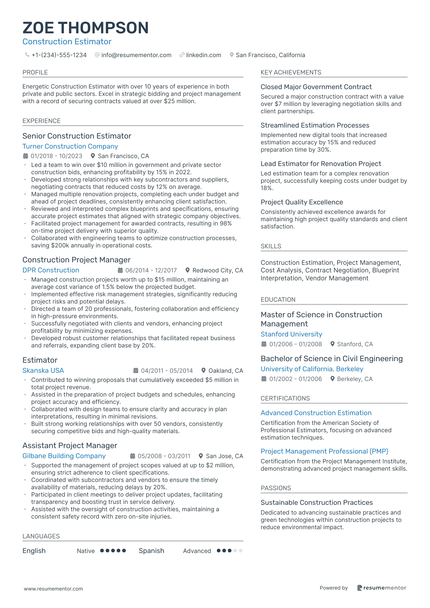 28 Construction Resume Examples - Free to Edit ATS-Friendly PDF - 2025