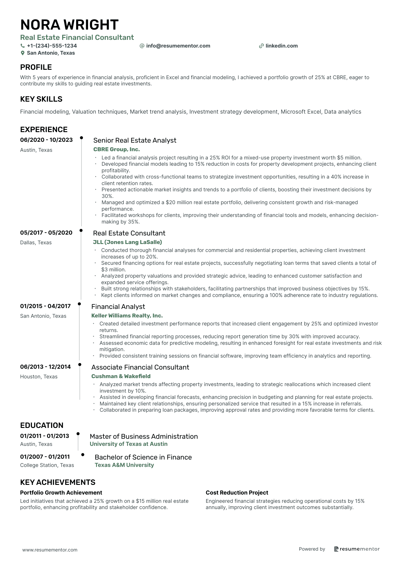 Financial Consultant Resume Example - Free to Edit ATS-Friendly PDF - 2025