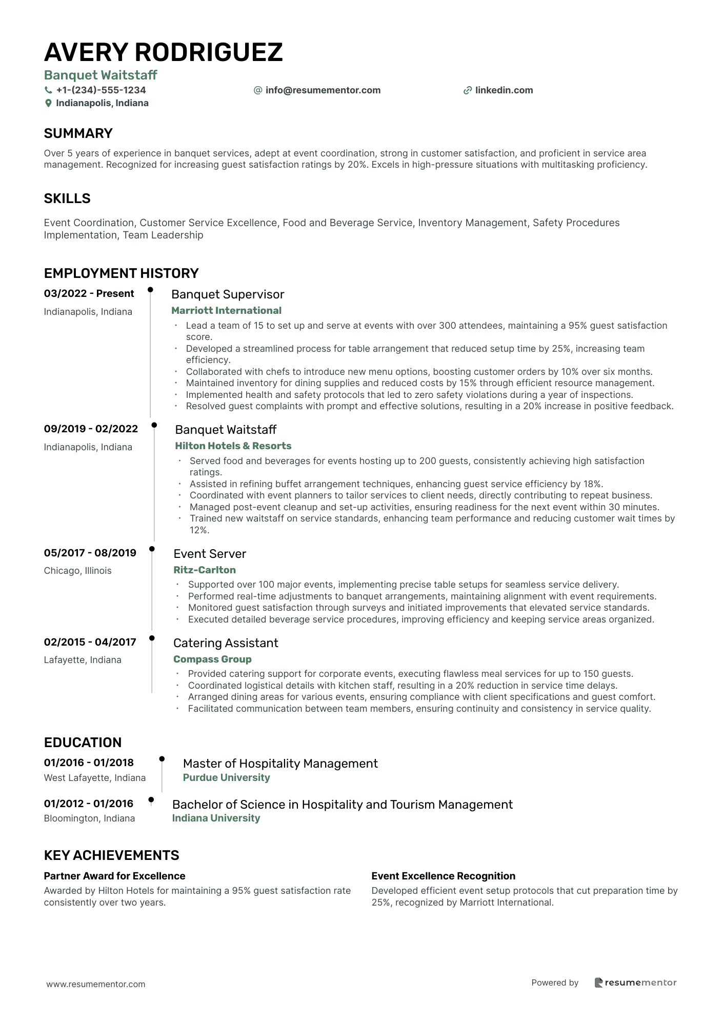 Waiter-Waitress Resume Examples - Free to Edit ATS-Friendly PDF - 2025