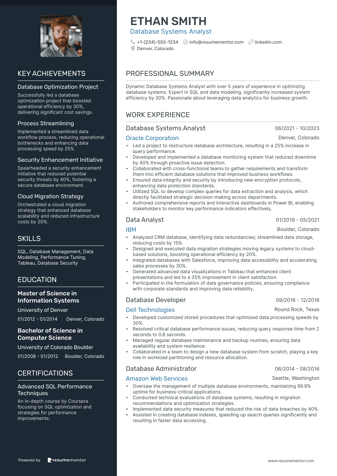 Database Manager Resume Example - Free to Edit ATS-Friendly PDF - 2025