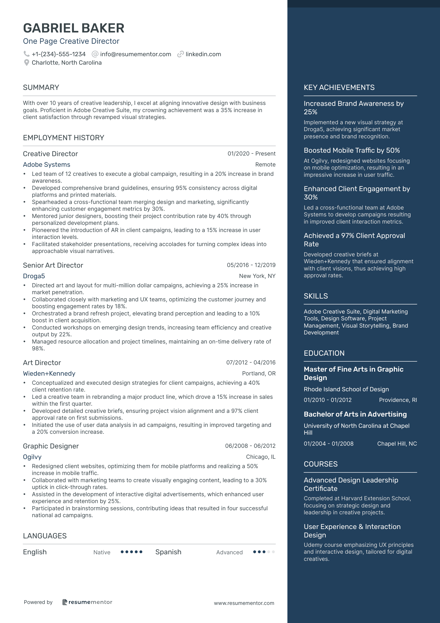 One Page Resume Examples - Free to Edit ATS-Friendly PDF - 2025