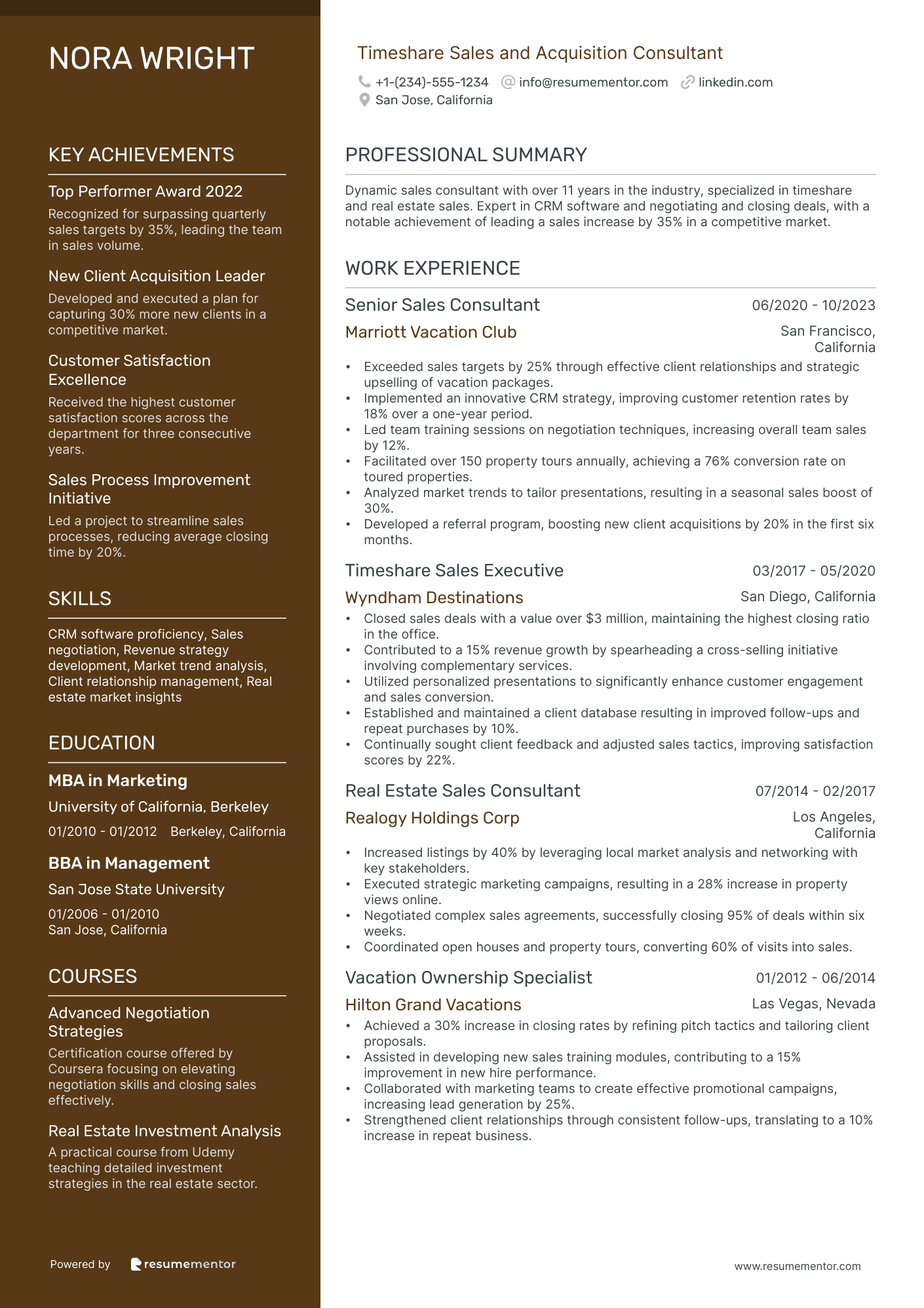 Timeshare Sales Resume Example - Free to Edit ATS-Friendly PDF - 2025