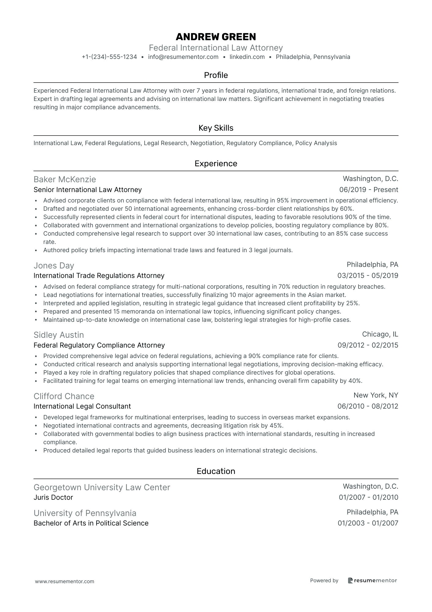 Federal Attorney Resume Example - Free to Edit ATS-Friendly PDF - 2025