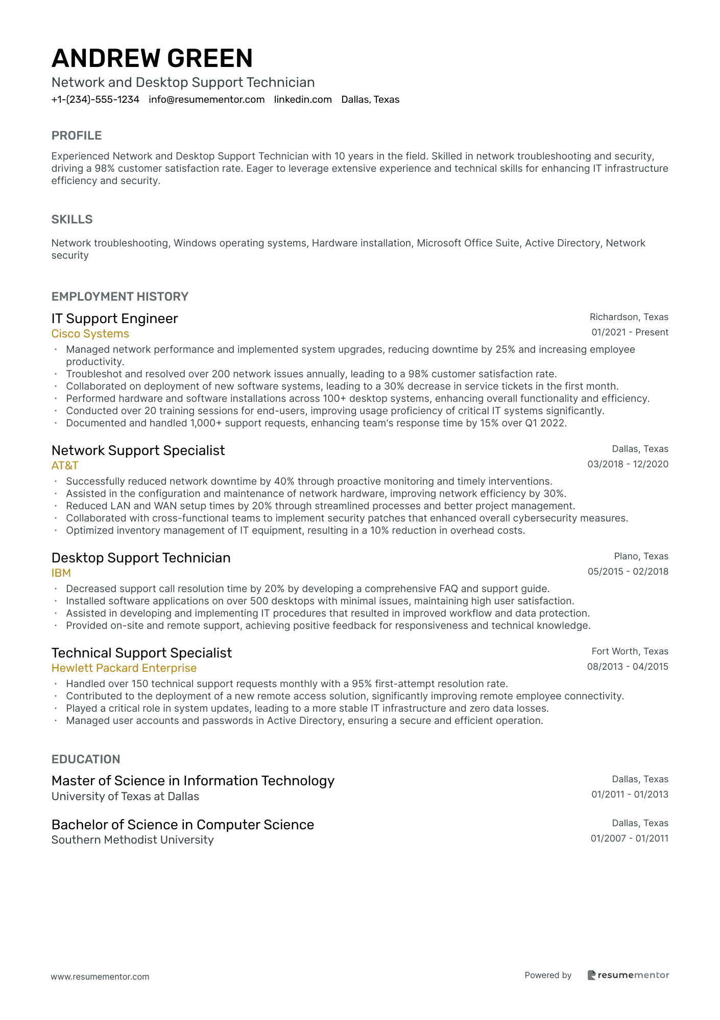 Desktop Support Resume Examples - Free to Edit ATS-Friendly PDF - 2025