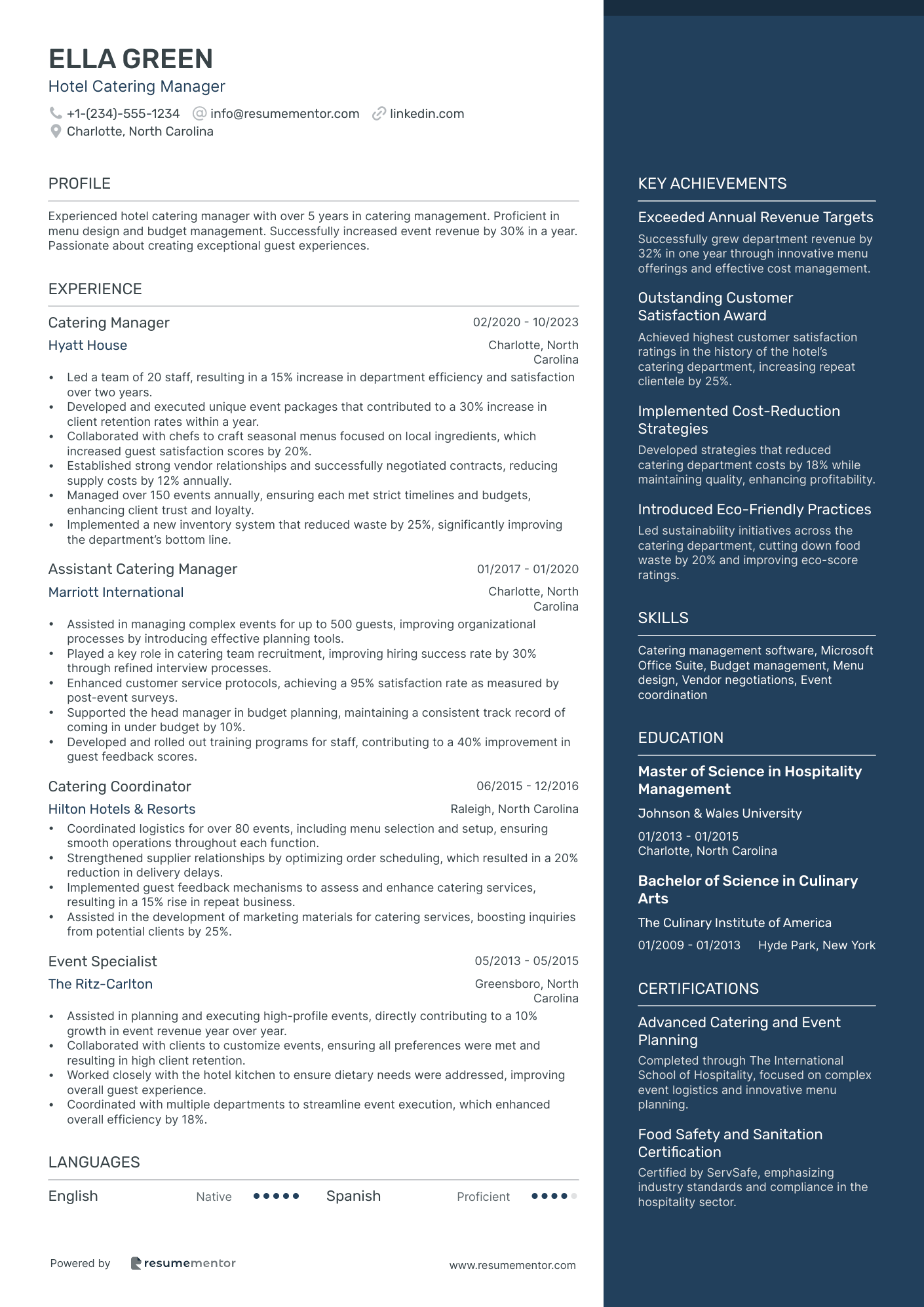 Hotel Manager Resume Examples - Free to Edit ATS-Friendly PDF - 2025