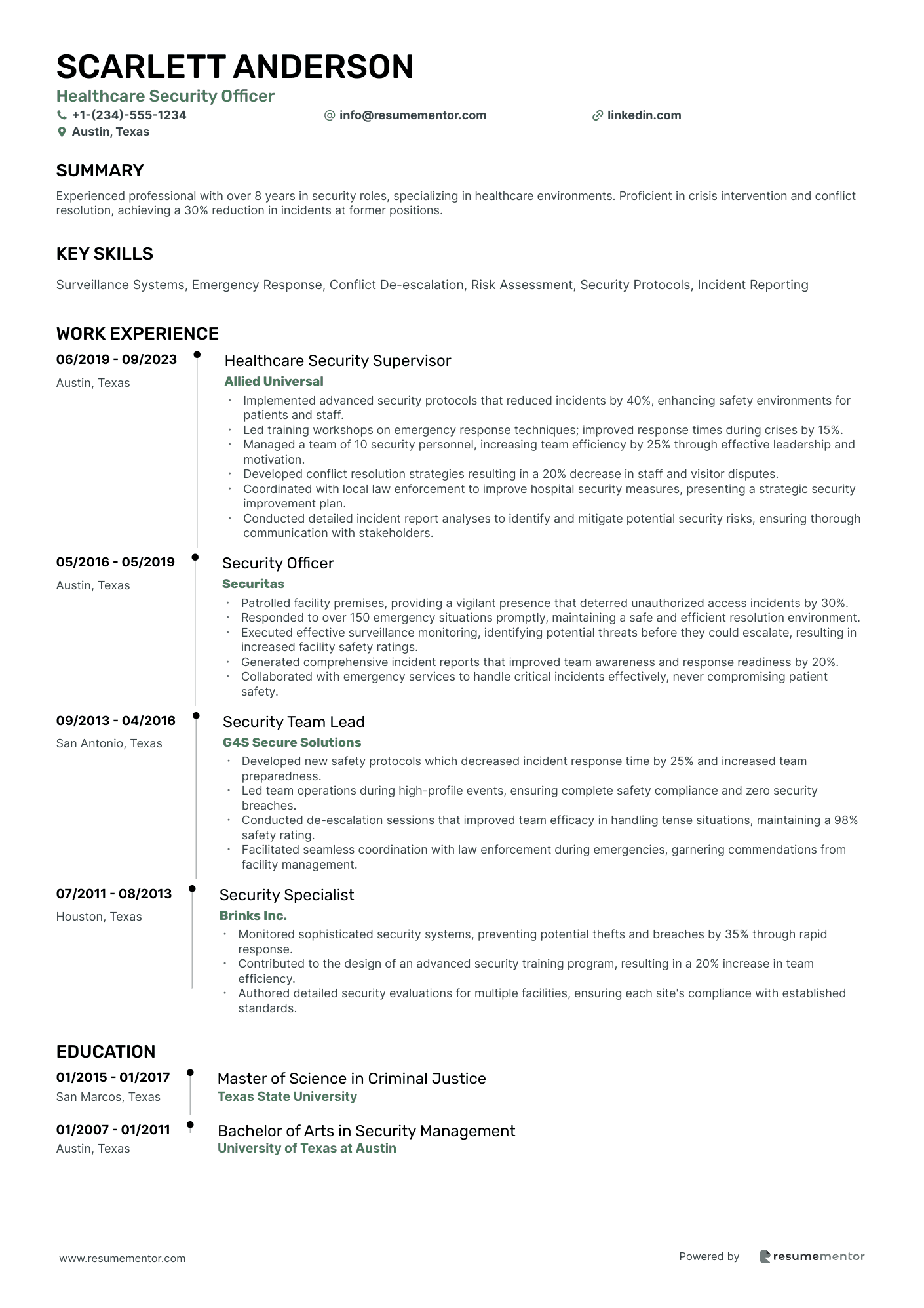 Security Officer Resume Examples - Free to Edit ATS-Friendly PDF - 2025
