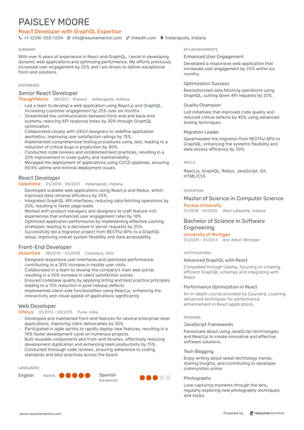 React Developer Resume Example - Free to Edit ATS-Friendly PDF - 2025