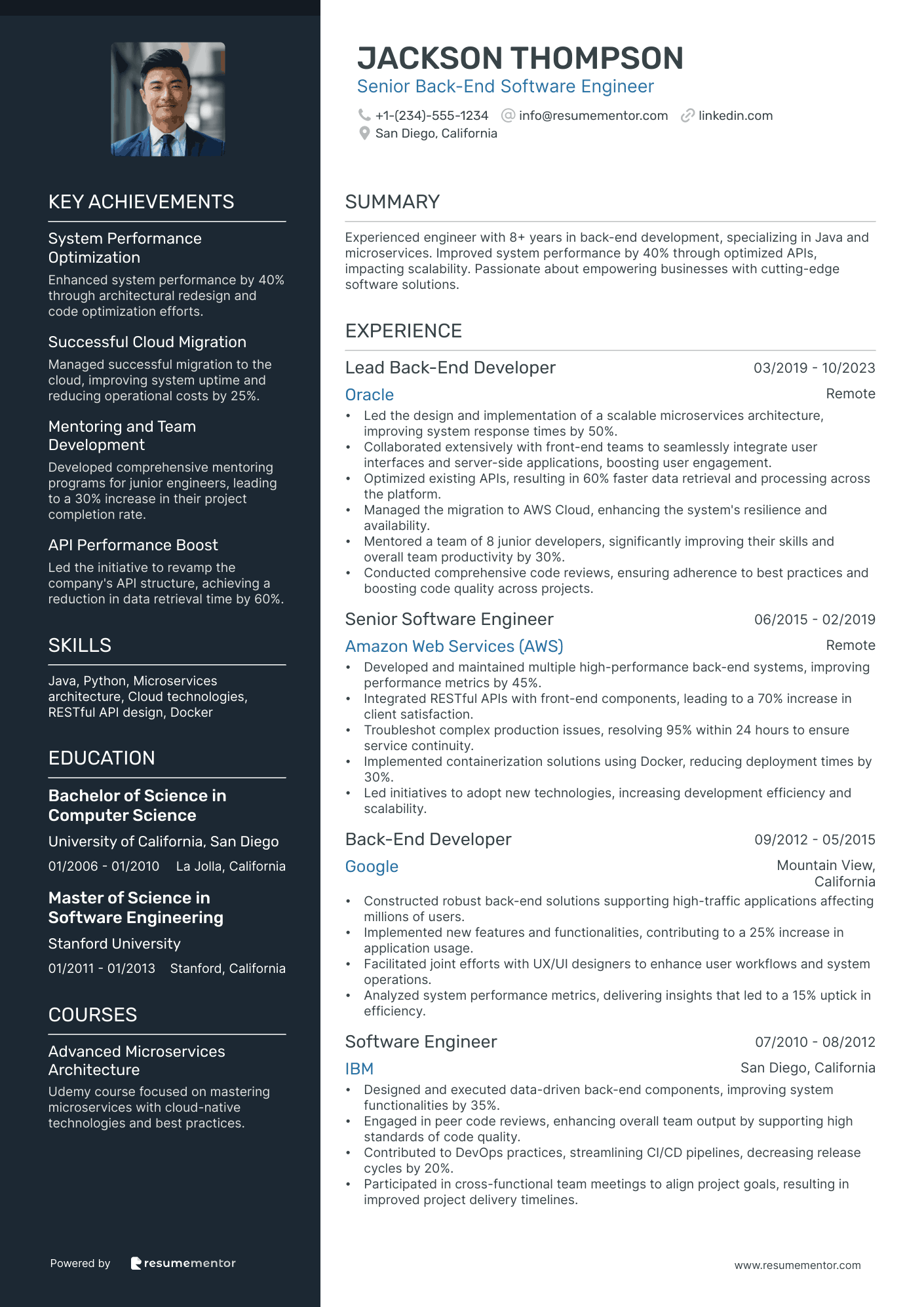Senior Software Engineer Resume Example - Free to Edit ATS-Friendly PDF ...