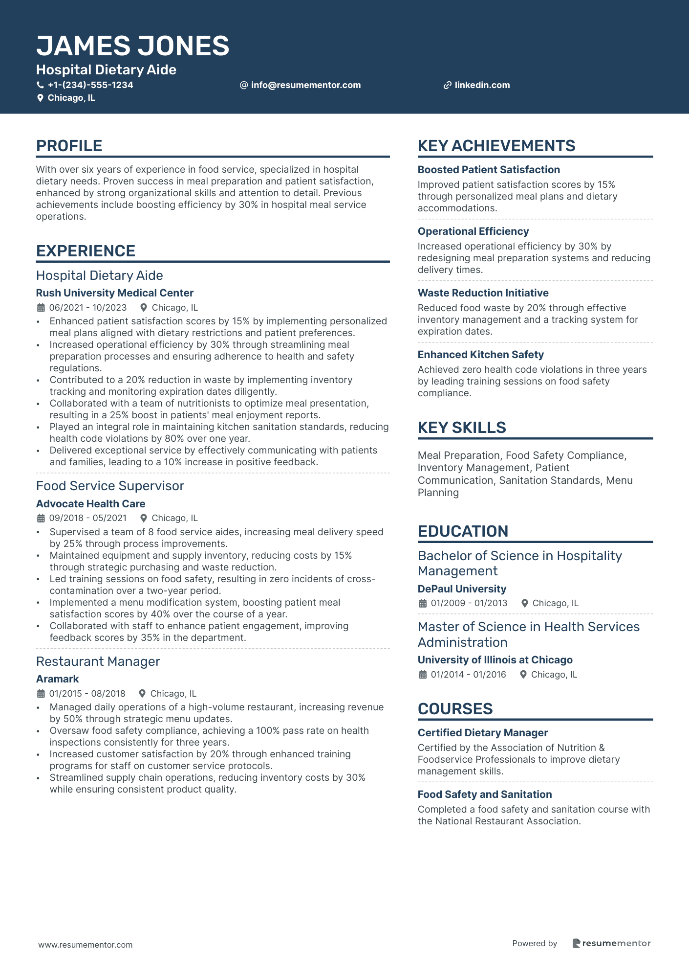 Dietary Aide Resume Examples - Free to Edit ATS-Friendly PDF - 2025