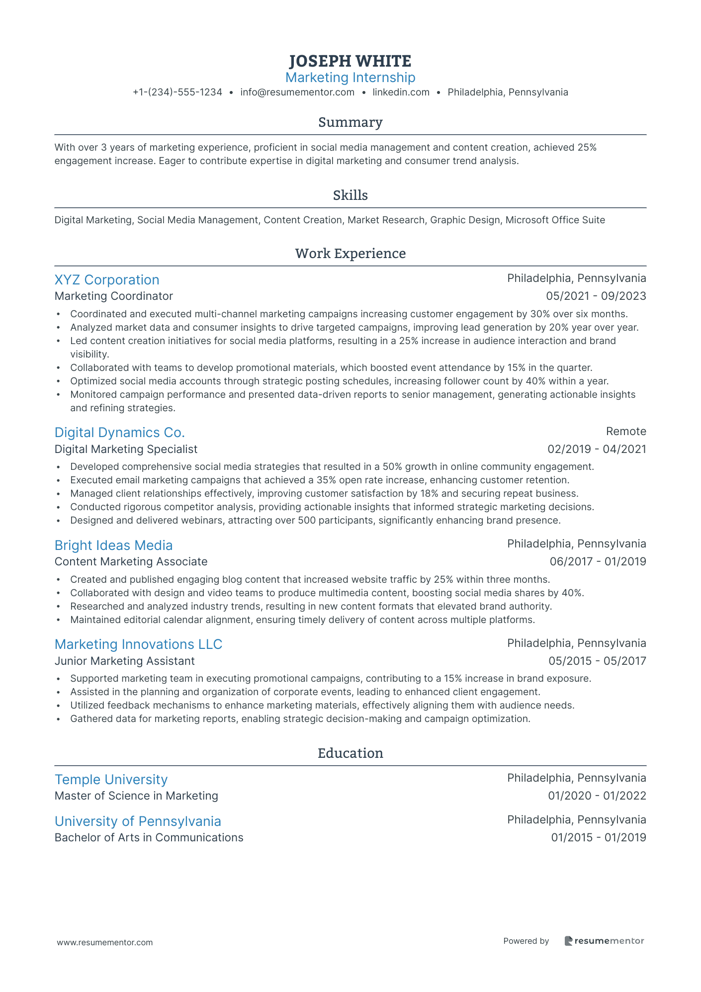 Internship Resume Examples - Free to Edit ATS-Friendly PDF - 2025