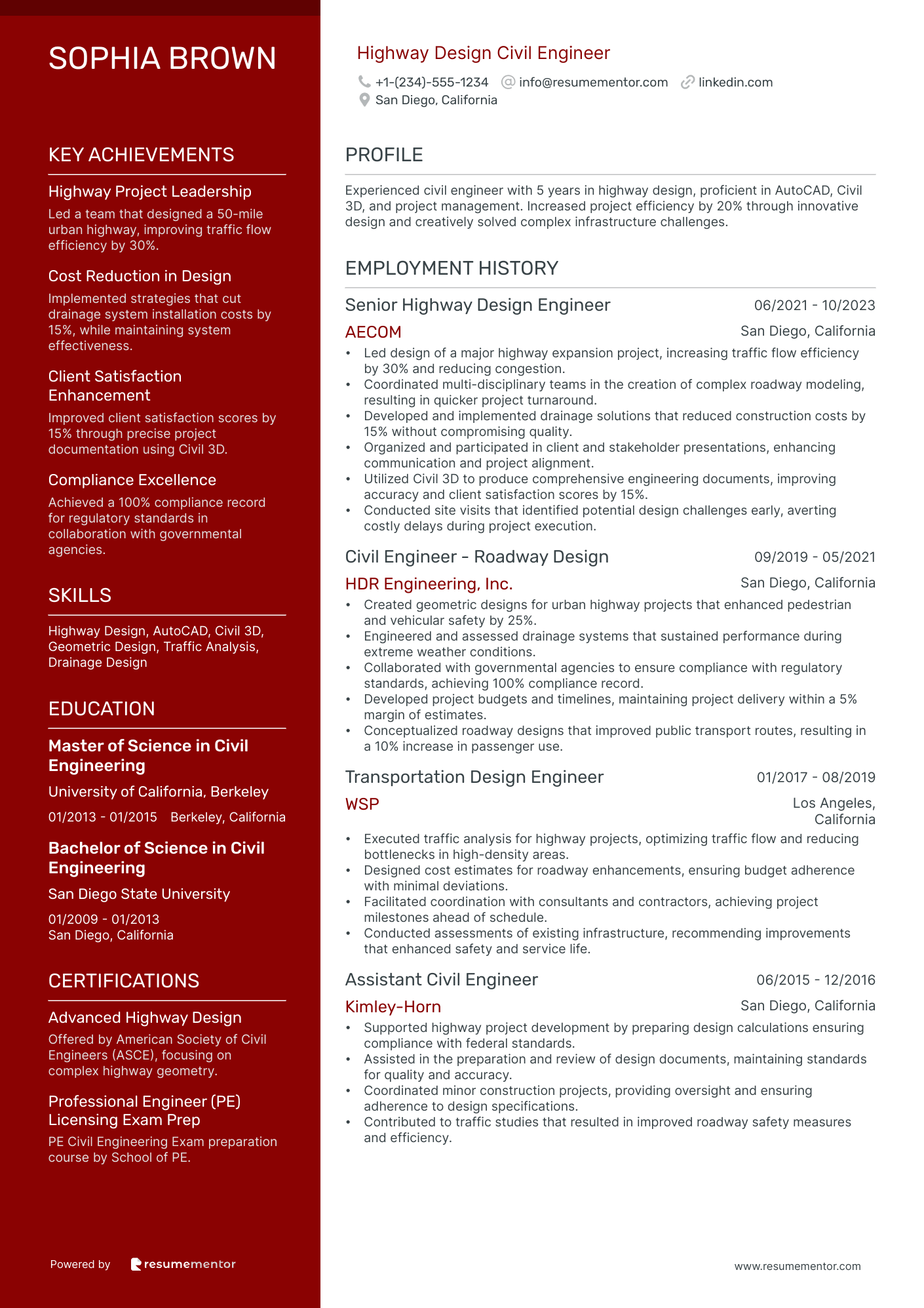 Civil Engineer Resume Example - Free to Edit ATS-Friendly PDF - 2025