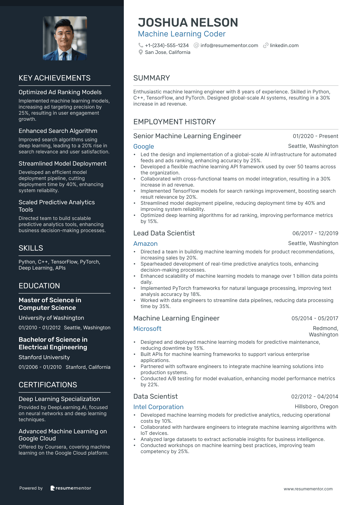 9 9+ Machine Learning Resume Examples - Free to Edit ATS-Friendly PDF ...