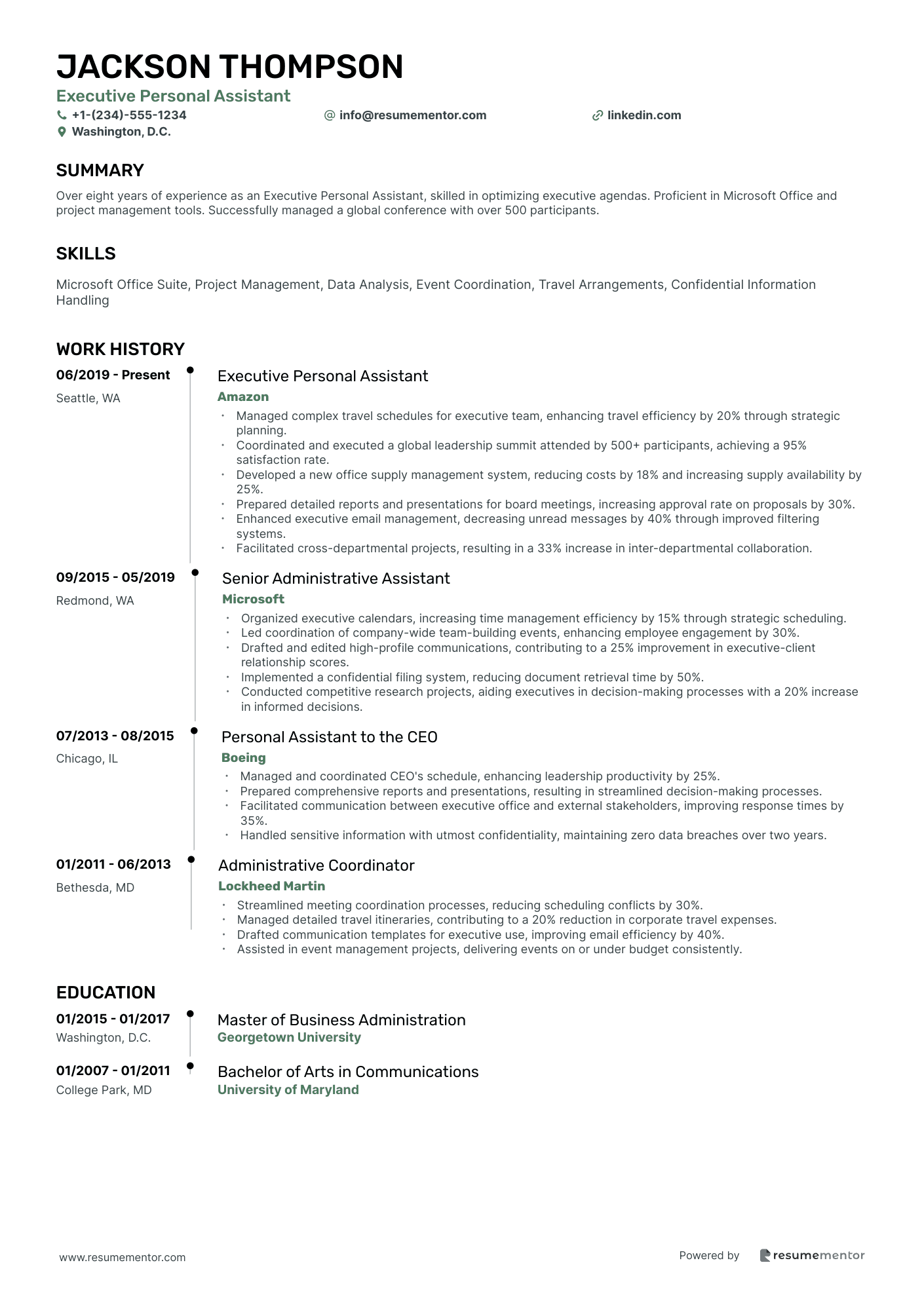 Personal Assistant Resume Examples - Free to Edit ATS-Friendly PDF - 2025