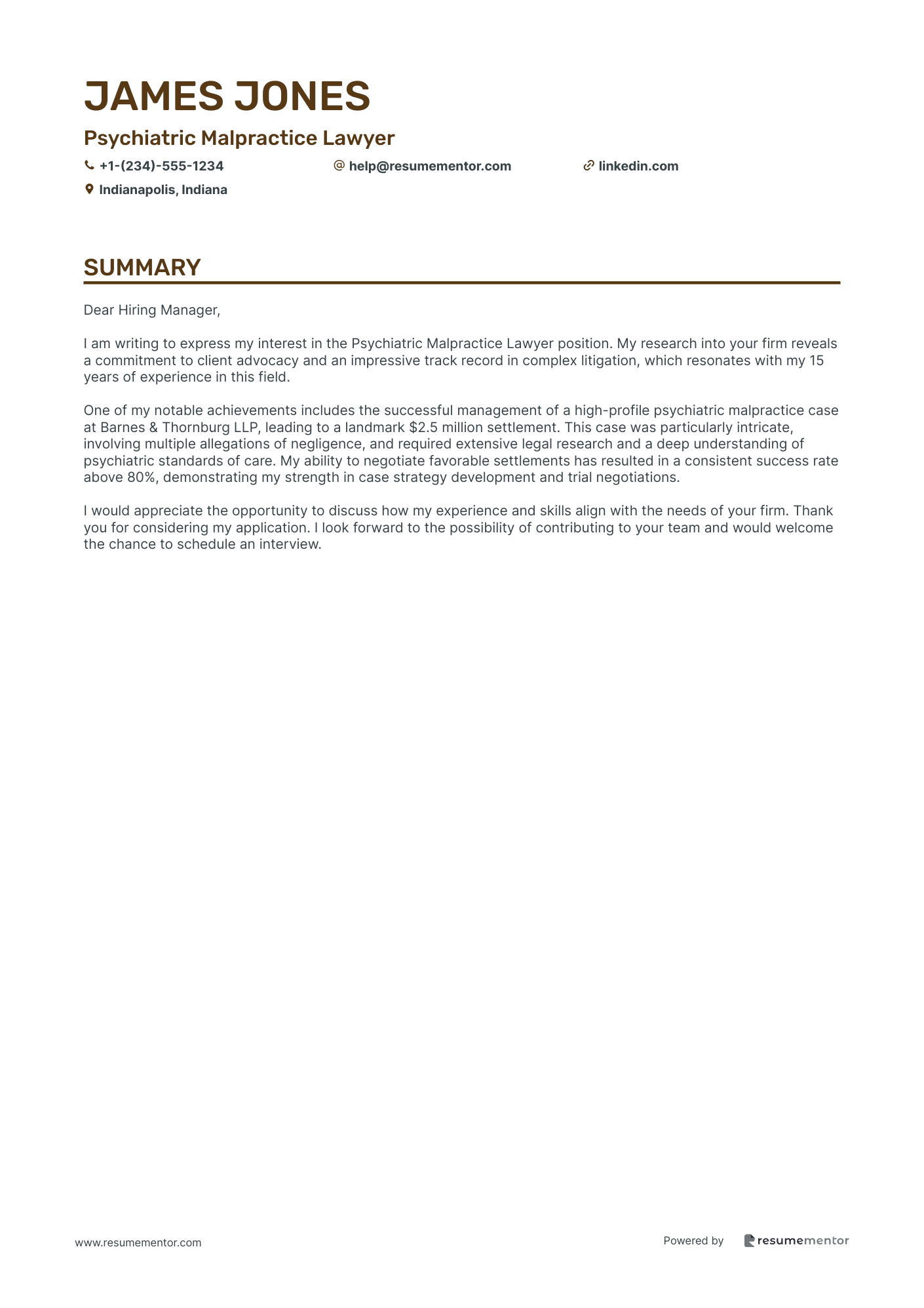 Medical Malpractice Attorney Cover Letter Examples by ResumeMentor.com ...
