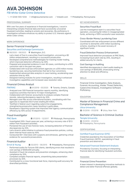 FBI Agent Resume Examples - Free to Edit ATS-Friendly PDF - 2025