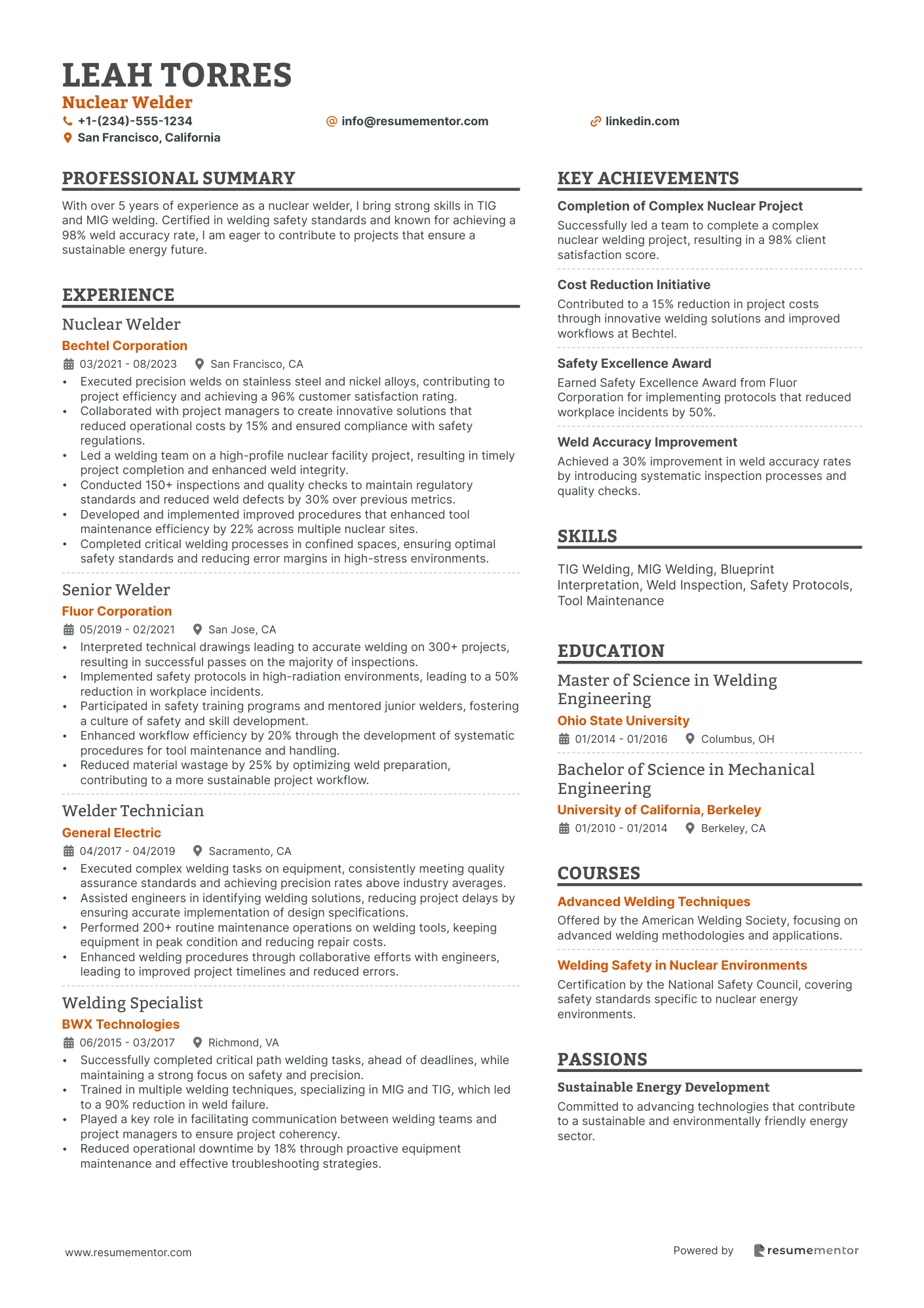 Welder Resume Examples - Free to Edit ATS-Friendly PDF - 2025