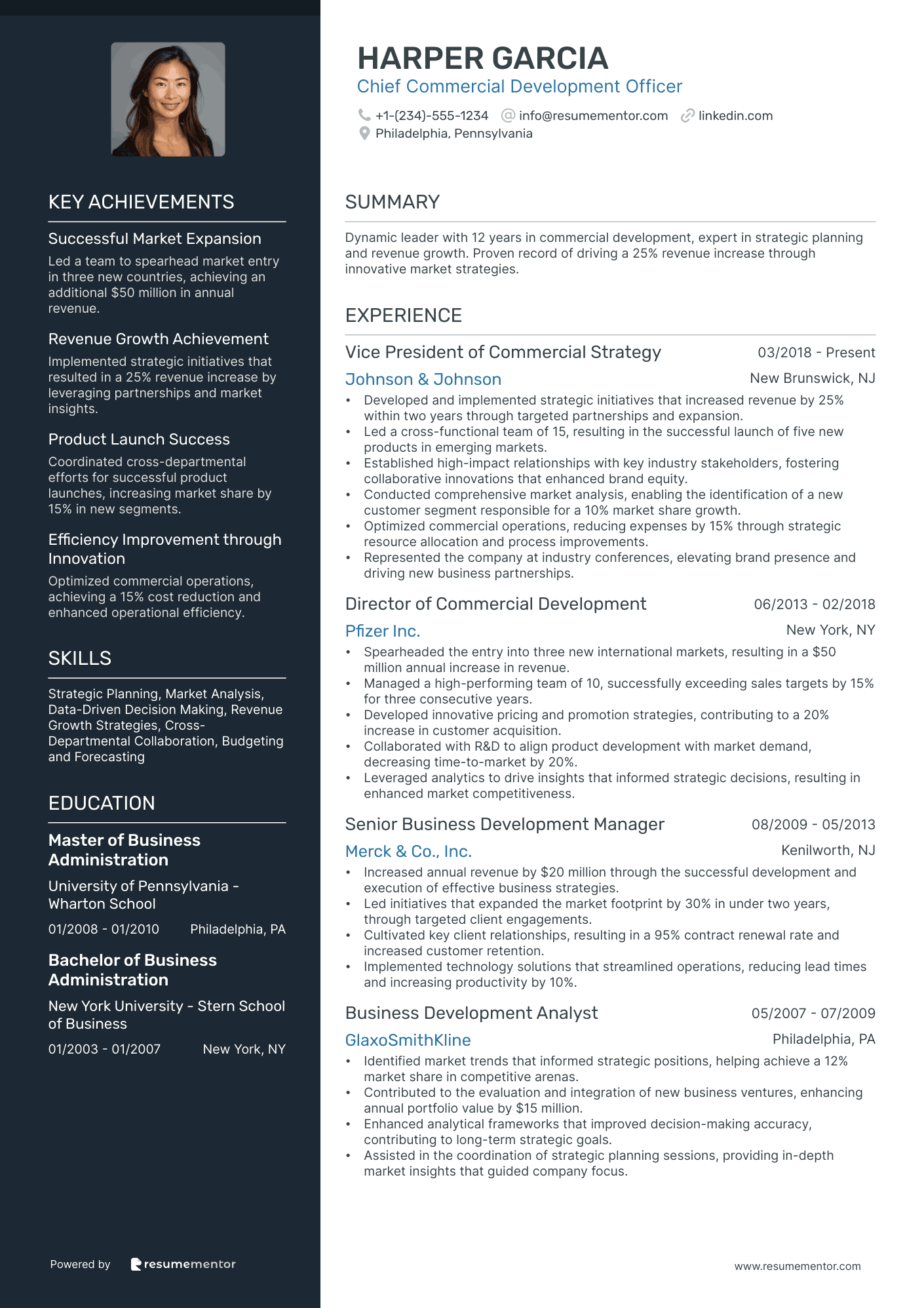 Chief Commercial Officer (CCO) Resume Example - Free to Edit ATS ...