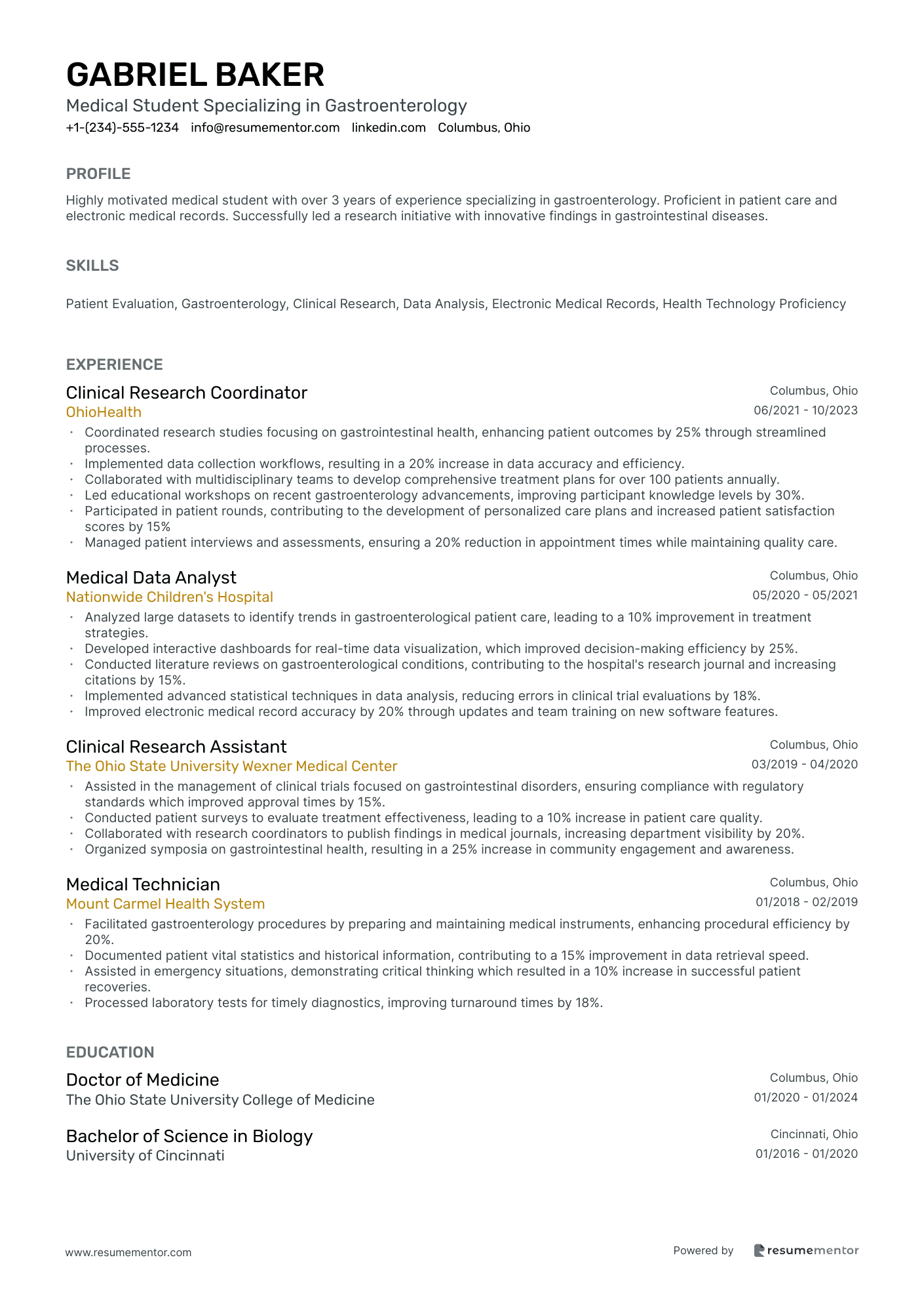 Medical Student Resume Example - Free to Edit ATS-Friendly PDF - 2025