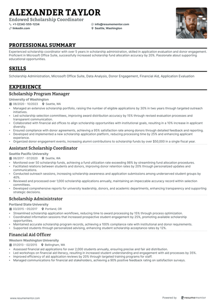 Scholarship Resume Examples - Free to Edit ATS-Friendly PDF - 2025