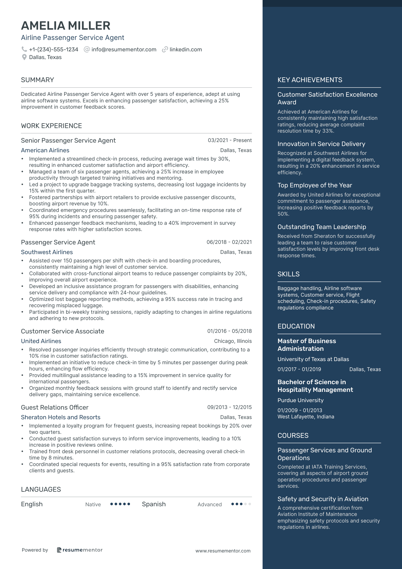 Airline Customer Service Agent Resume Examples - Free to Edit ATS ...