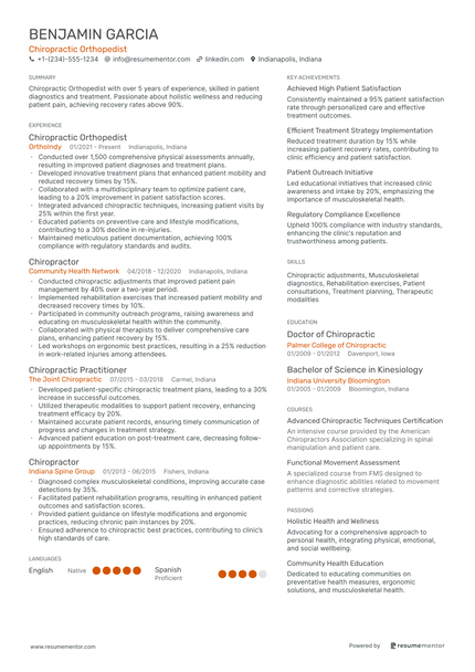 Chiropractor Resume Examples - Free to Edit ATS-Friendly PDF - 2025