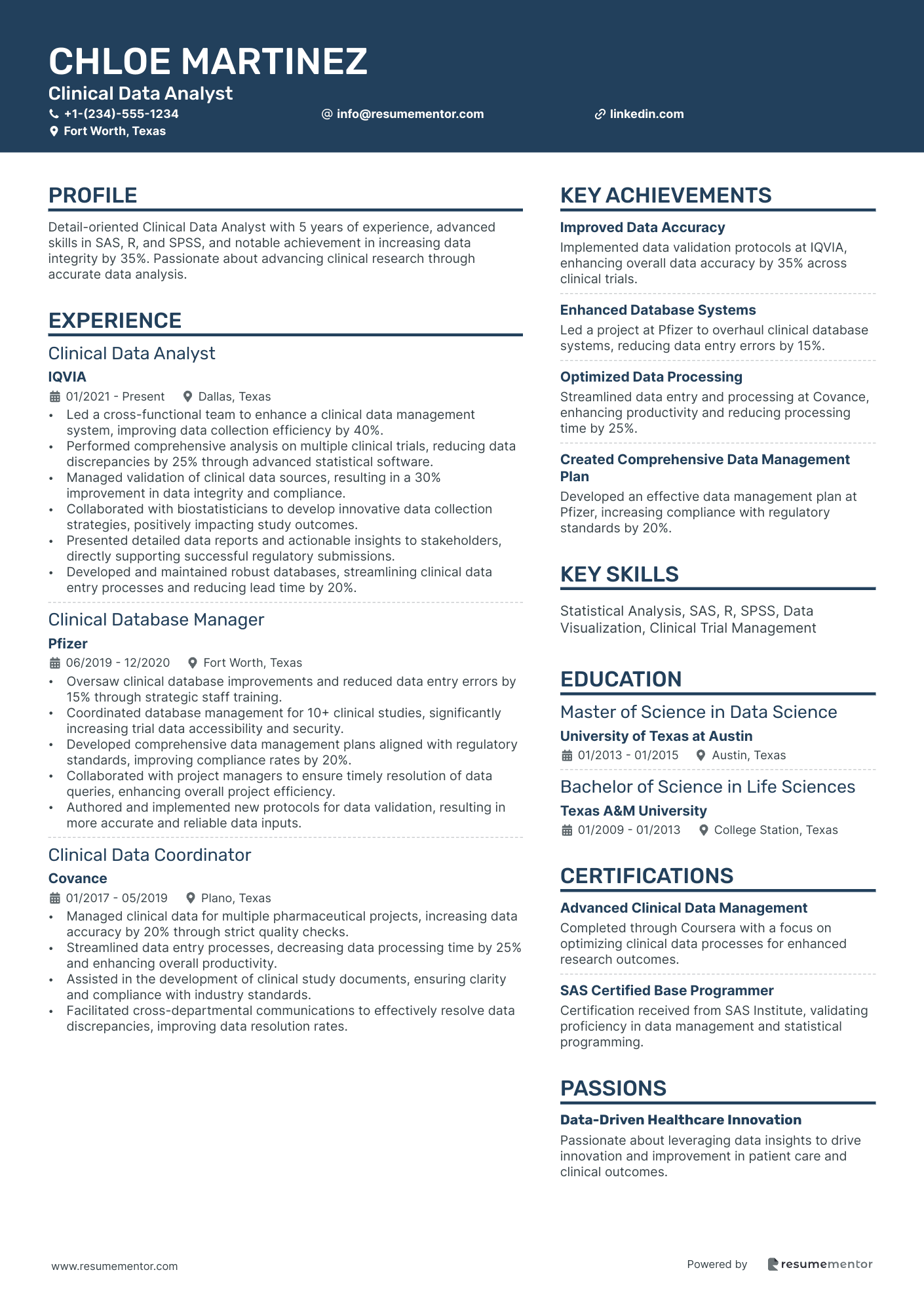Healthcare Data Analyst Resume Example - Free to Edit ATS-Friendly PDF ...