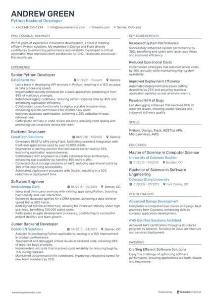 Backend Developer Resume Example - Free to Edit ATS-Friendly PDF - 2025