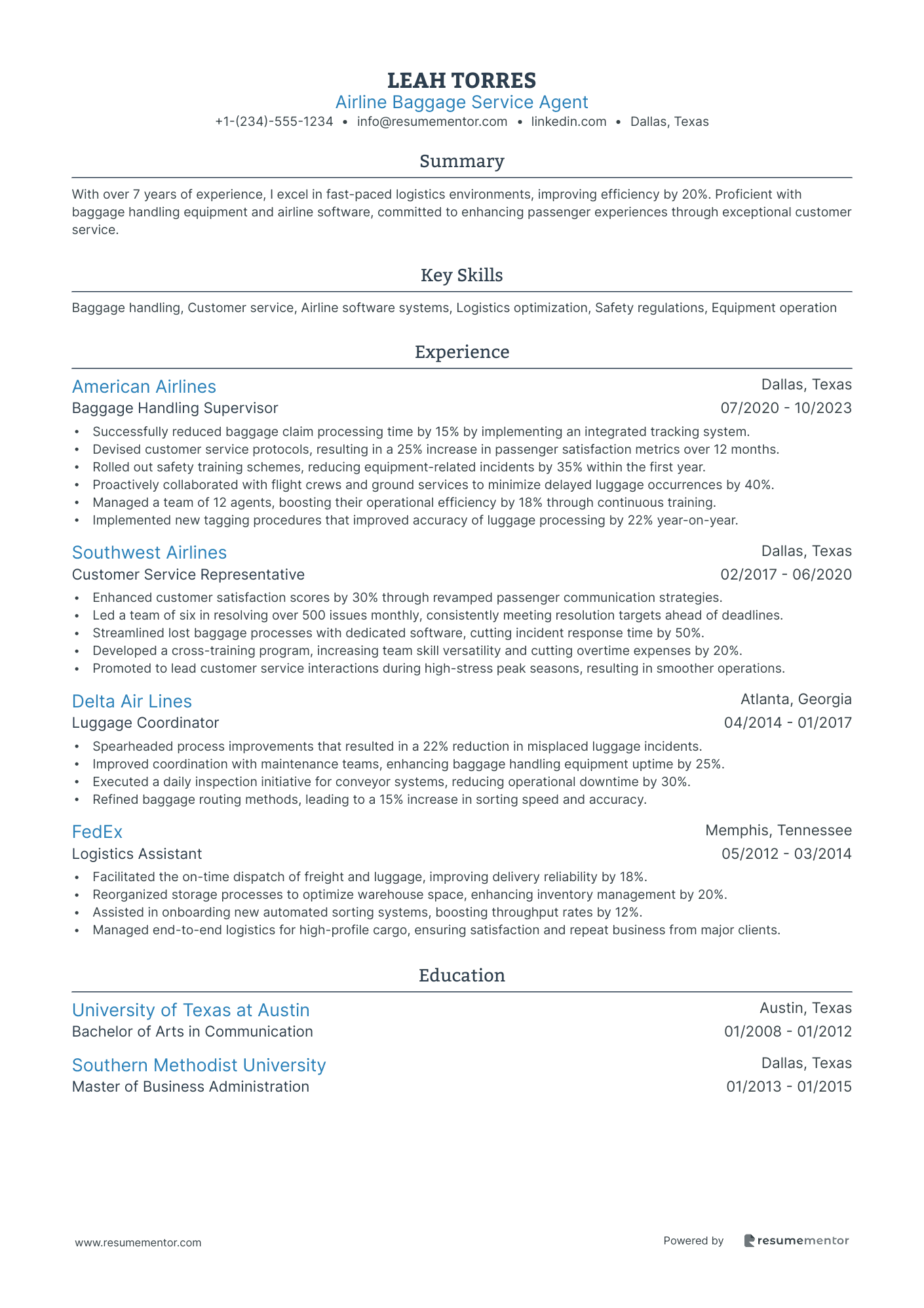 Airline Customer Service Agent Resume Examples - Free to Edit ATS ...