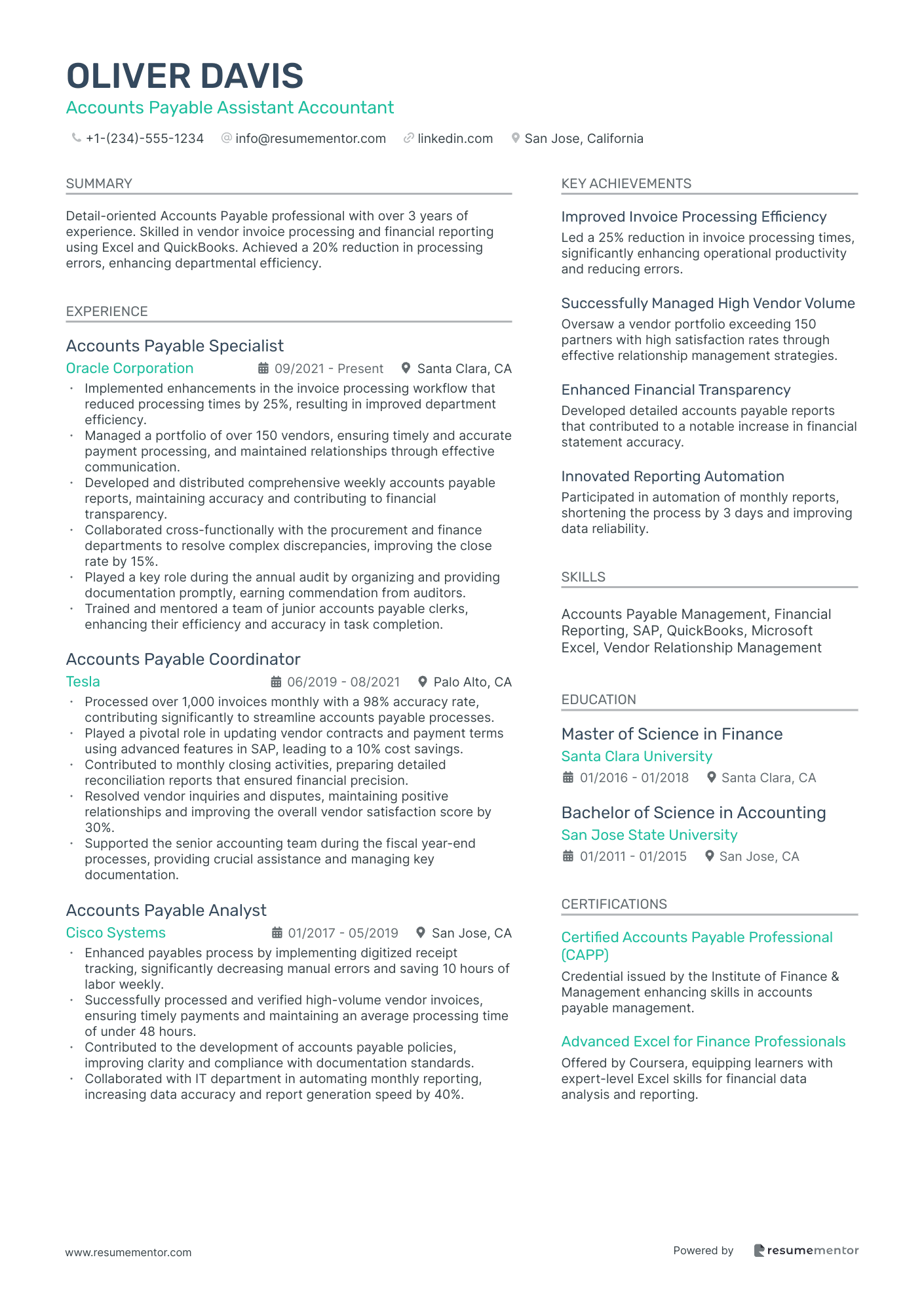 Assistant Accountant Resume Example - Free to Edit ATS-Friendly PDF - 2025