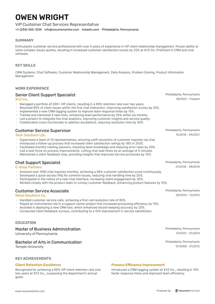 Online Chat Representative Resume Examples - Free to Edit ATS-Friendly ...