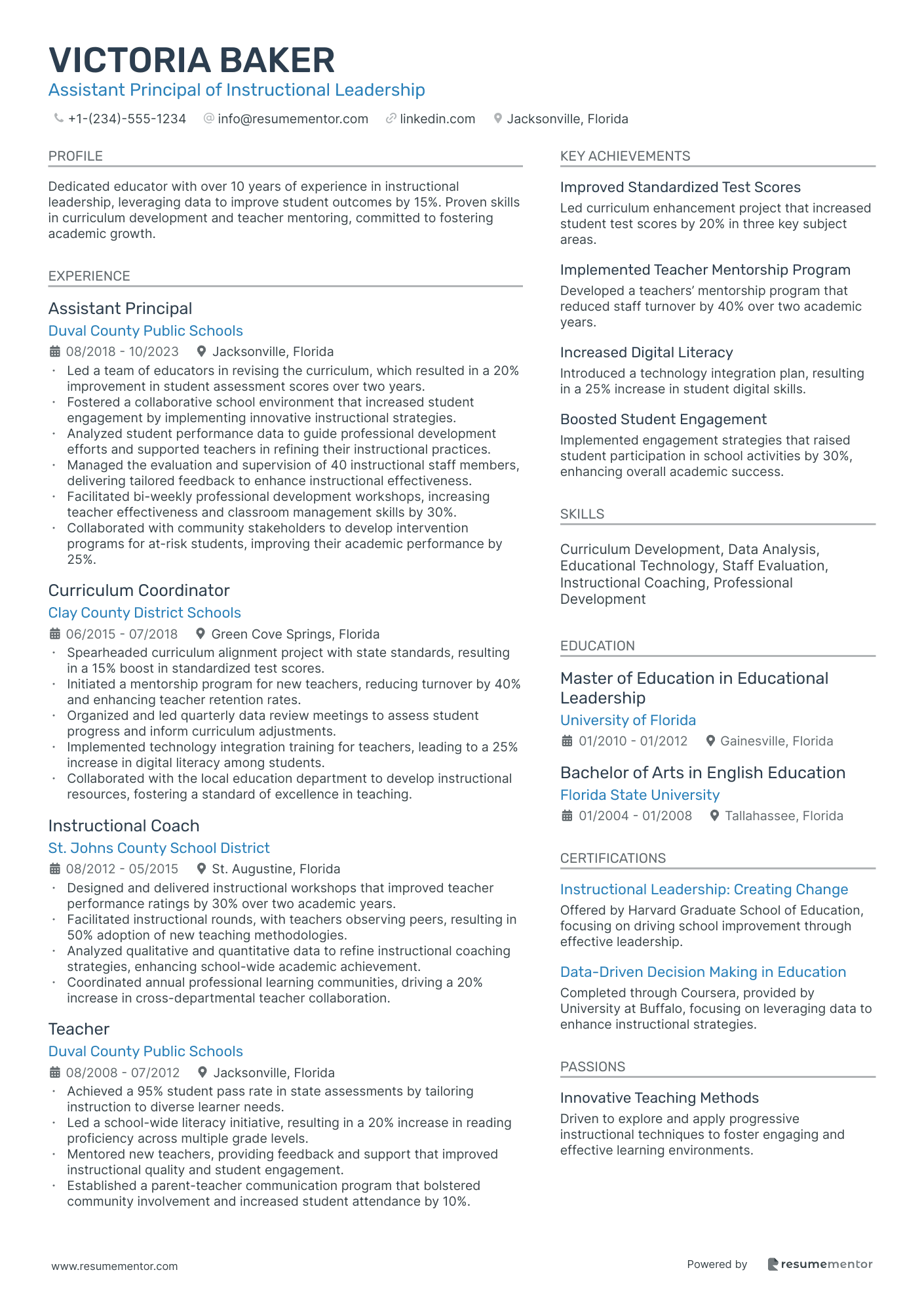 Assistant Principal Resume Examples - Free to Edit ATS-Friendly PDF - 2025