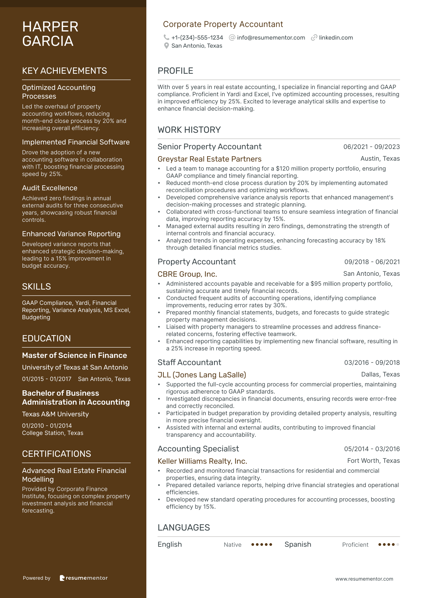 Property Accountant Resume Example - Free to Edit ATS-Friendly PDF - 2025