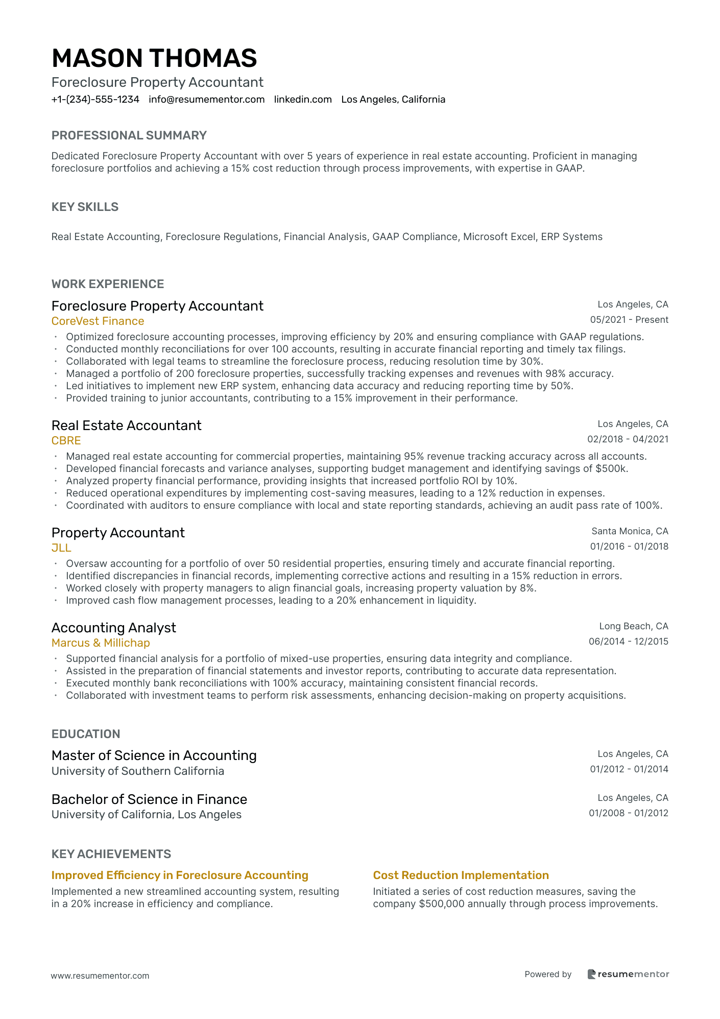 Property Accountant Resume Example - Free to Edit ATS-Friendly PDF - 2025