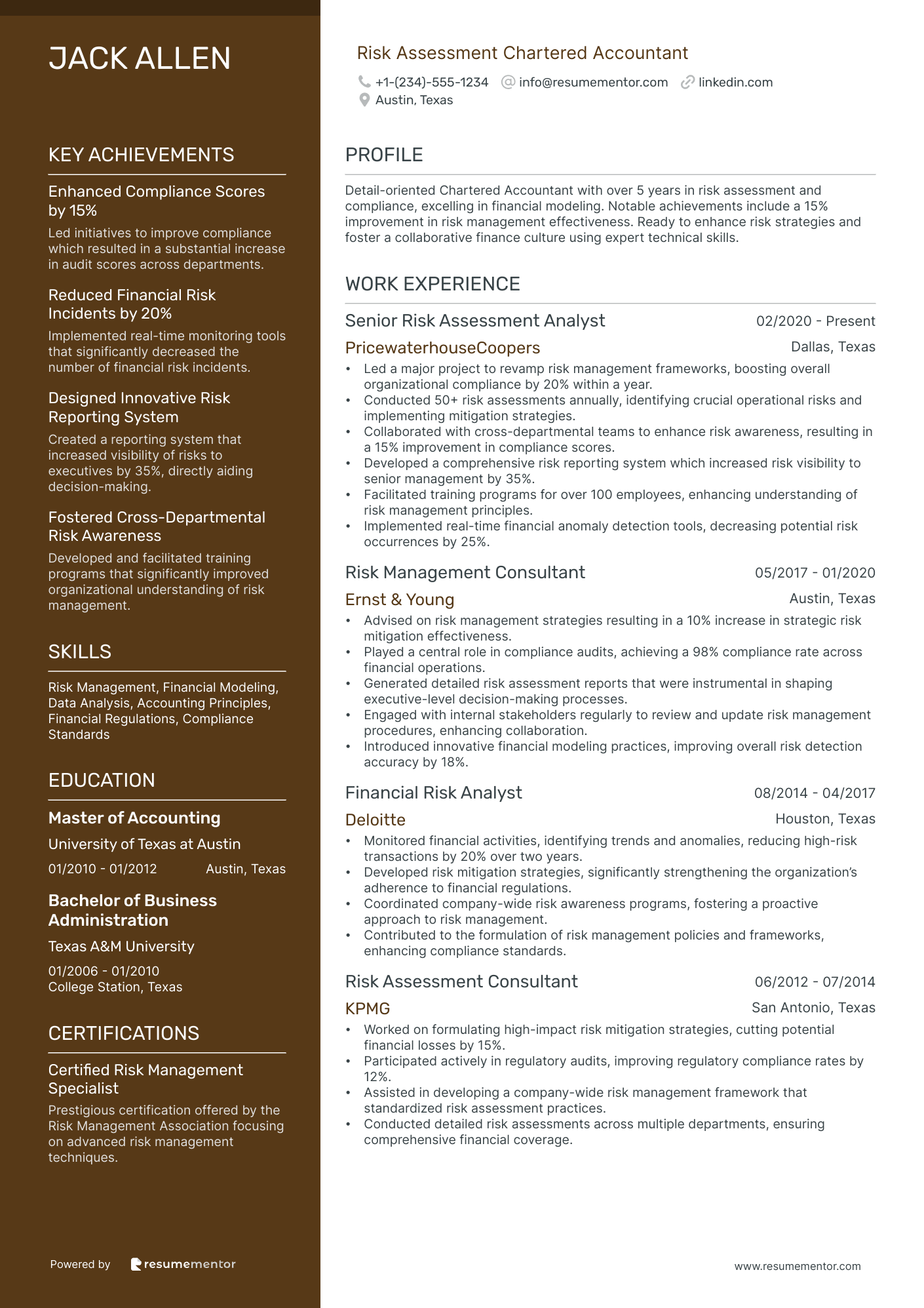 Chartered Accountant Resume Example - Free to Edit ATS-Friendly PDF - 2025