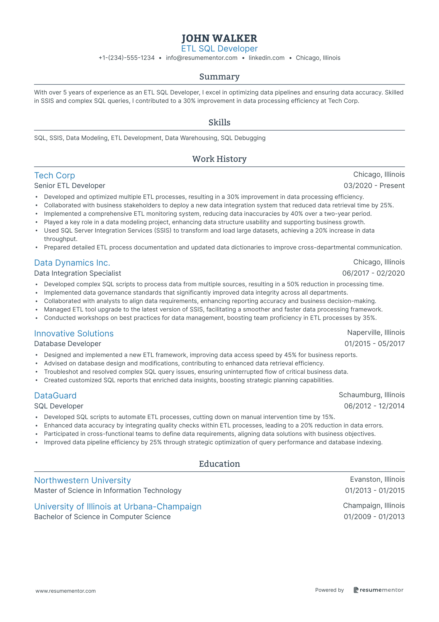 ETL Developer Resume Example - Free to Edit ATS-Friendly PDF - 2025