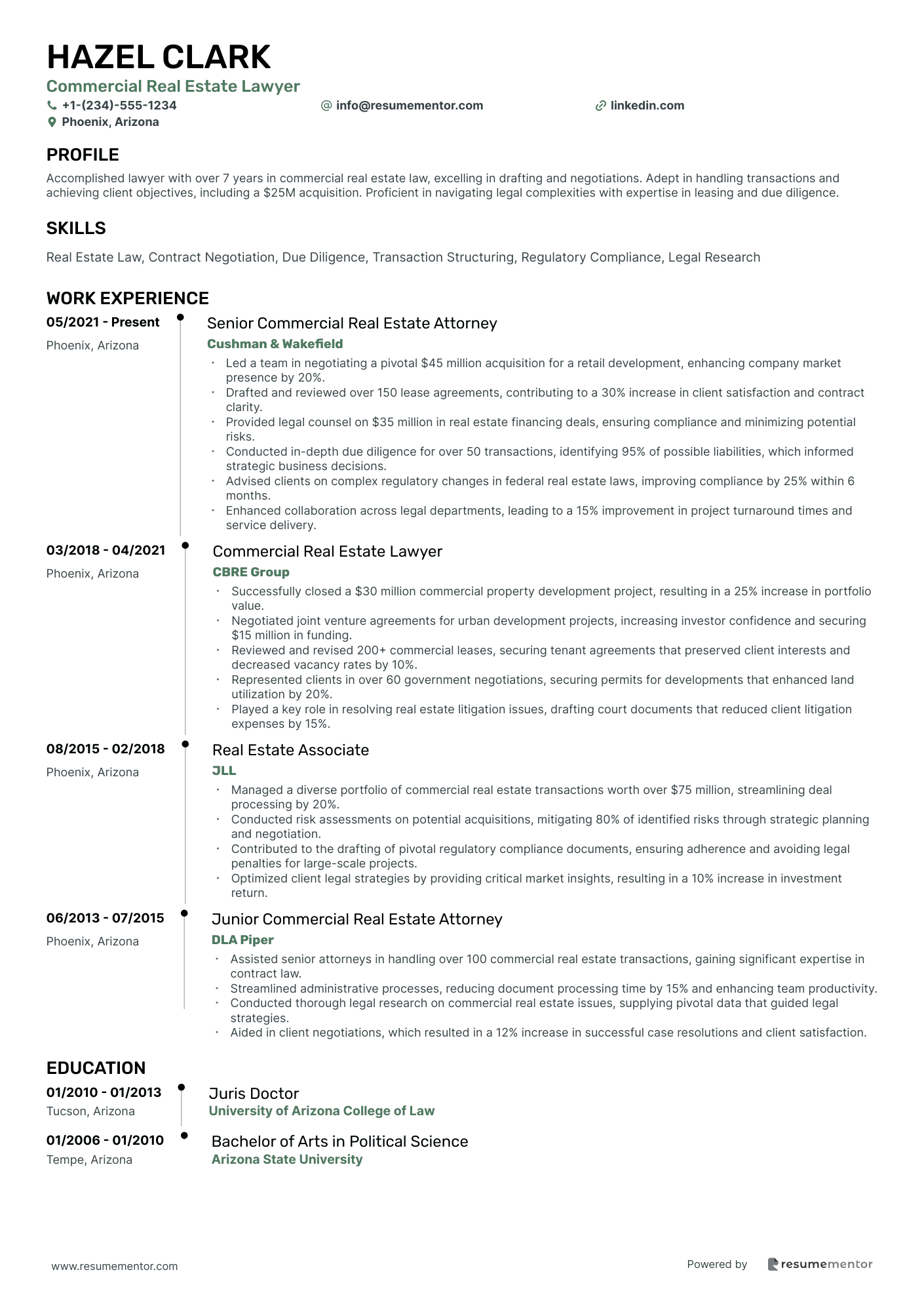 Corporate Lawyer Resume Example - Free to Edit ATS-Friendly PDF - 2025