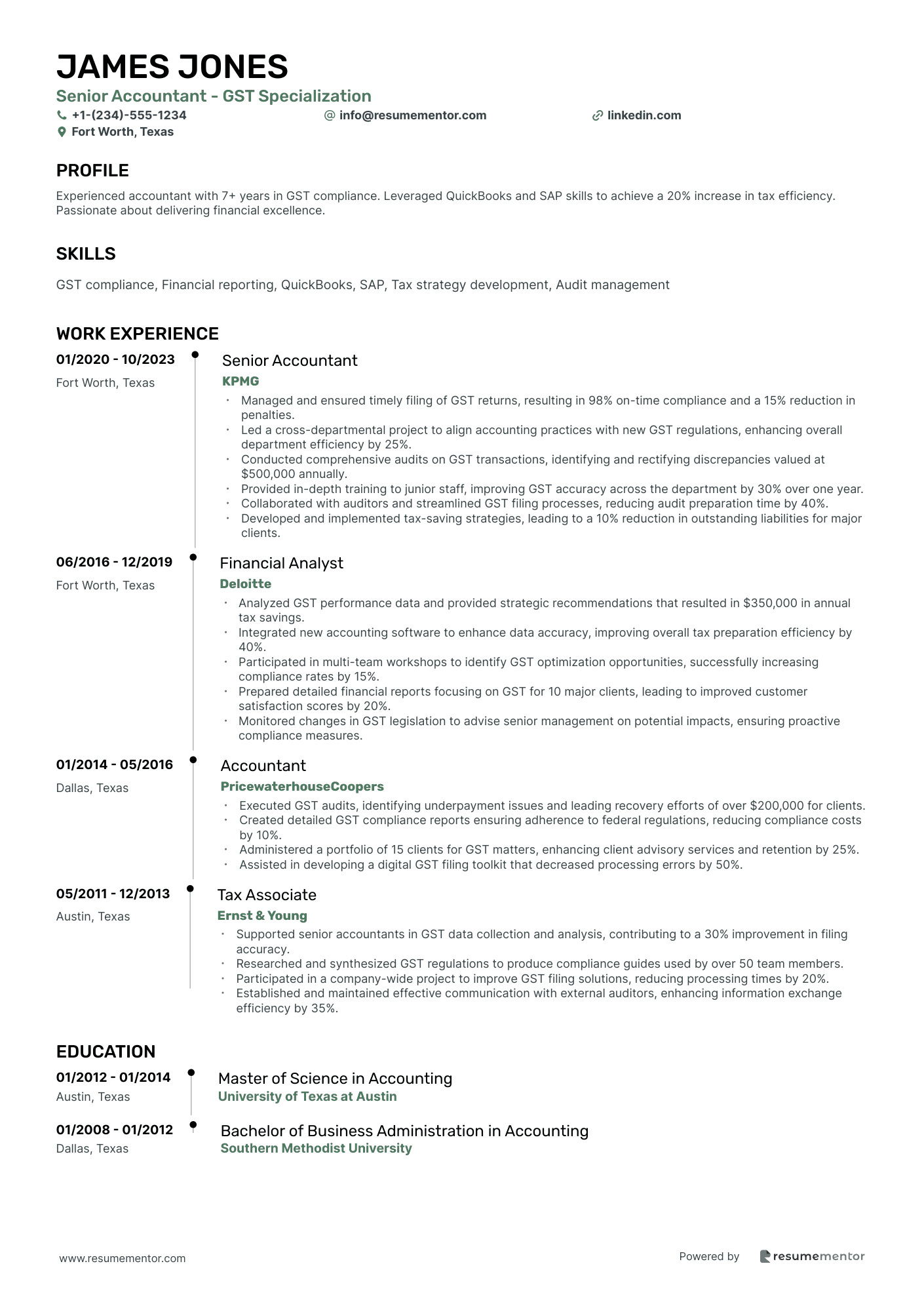 GST Accountant Resume Examples To Get You Hired in 2025