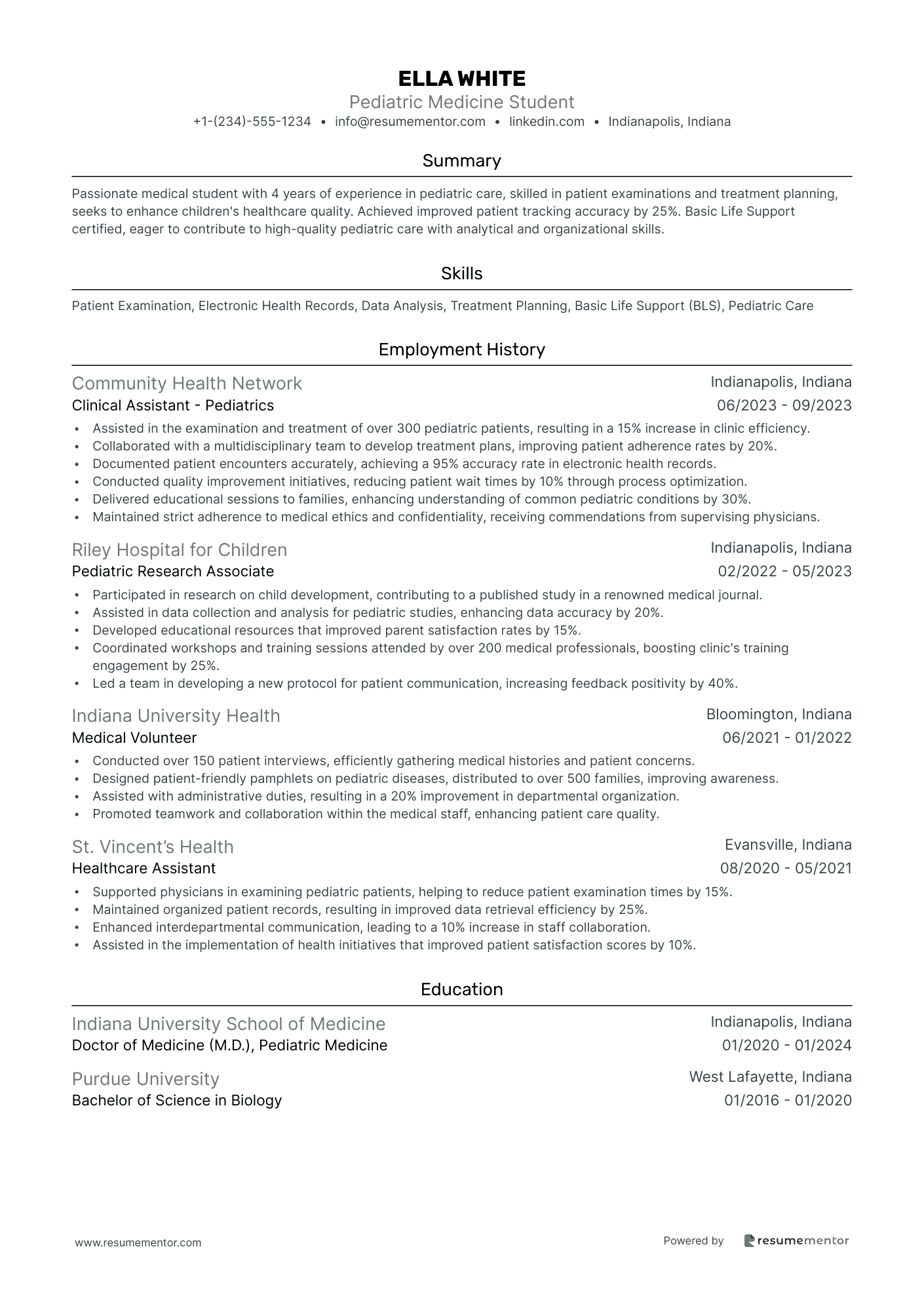 Medical Student Resume Example - Free to Edit ATS-Friendly PDF - 2025